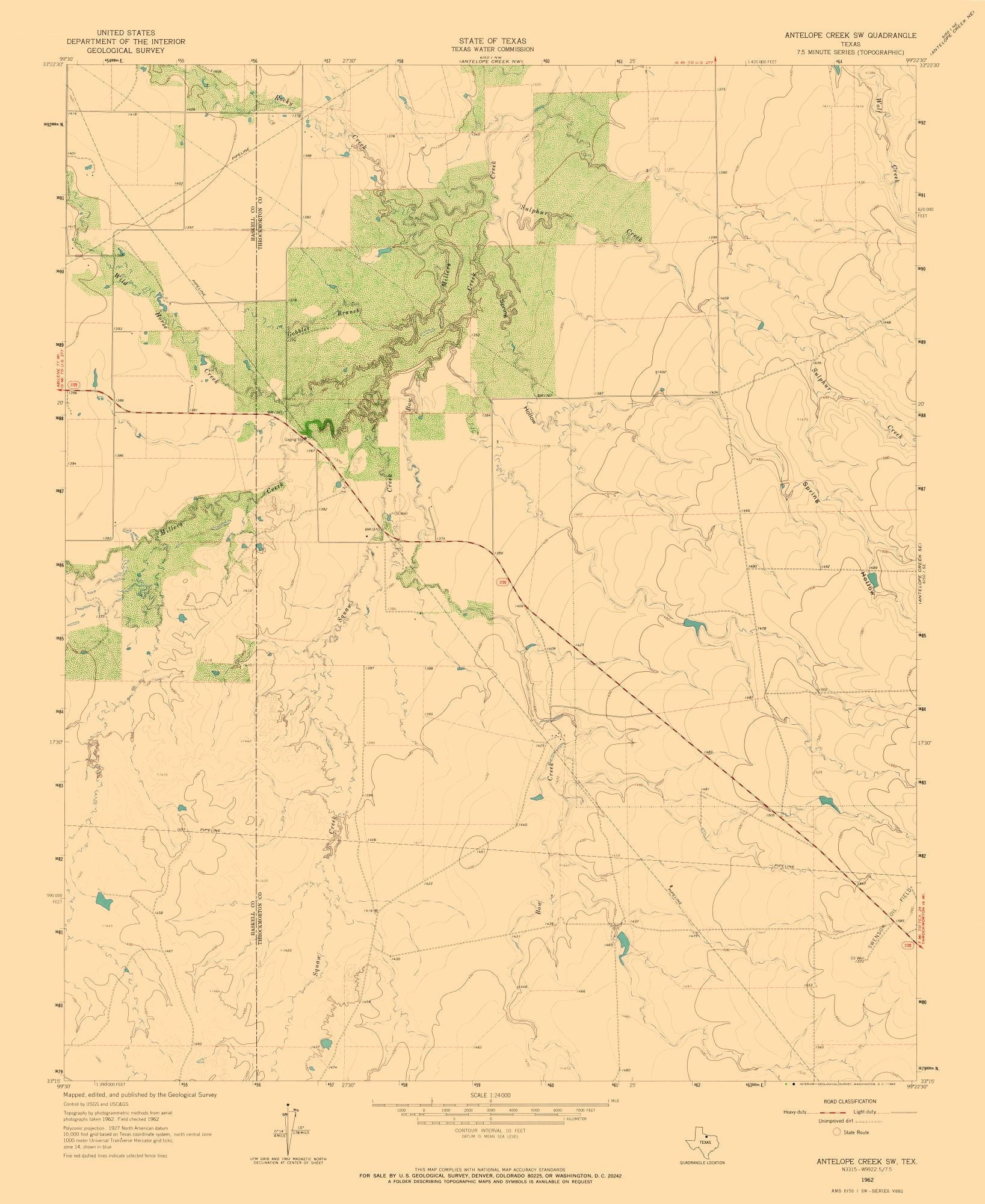 Topographical Map - Antelope Creek Texas South West Quad - USGS 1962 ...