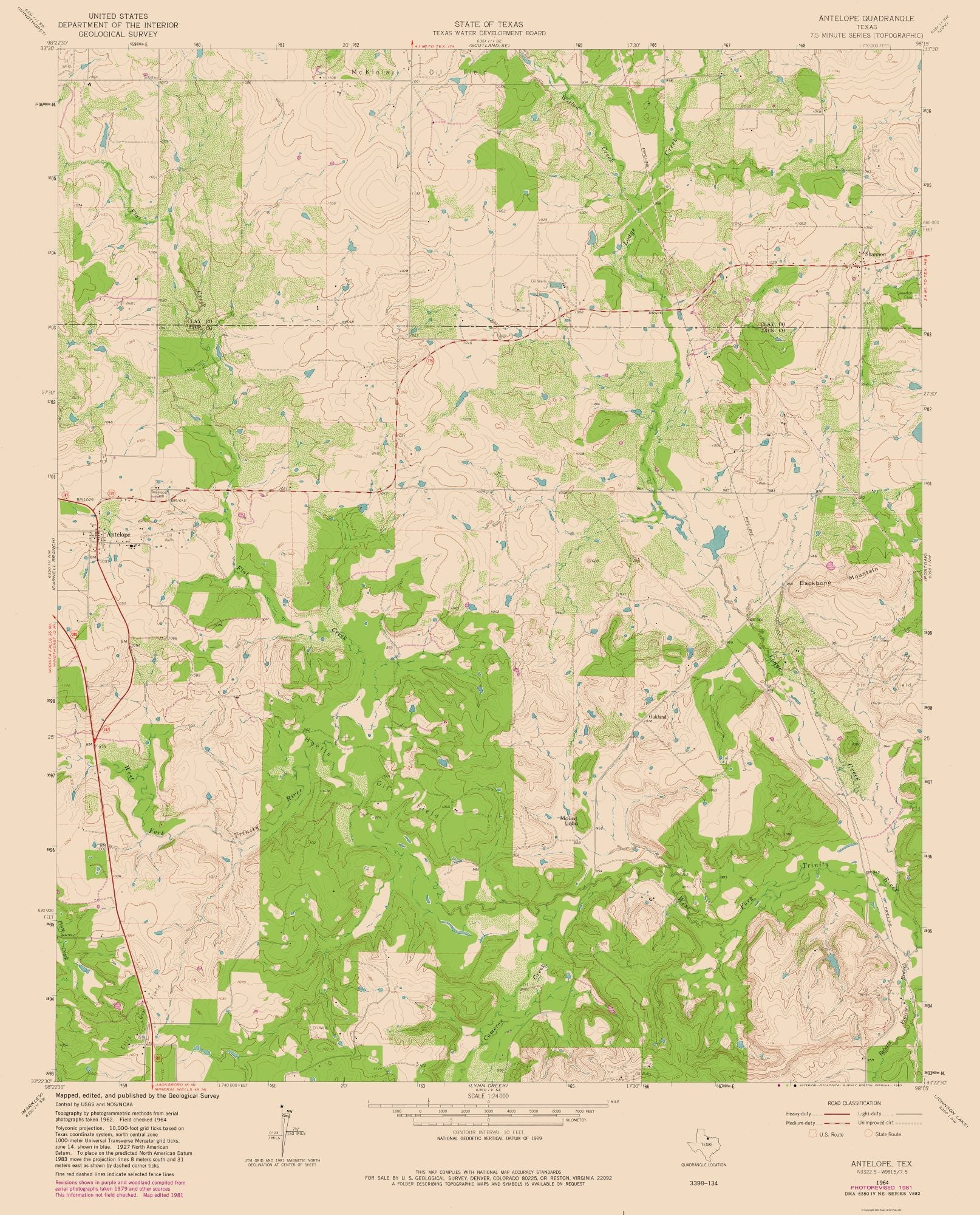 Topographical Map - Antelope Texas Quad - USGS 1964 - 23 x 28.50 ...