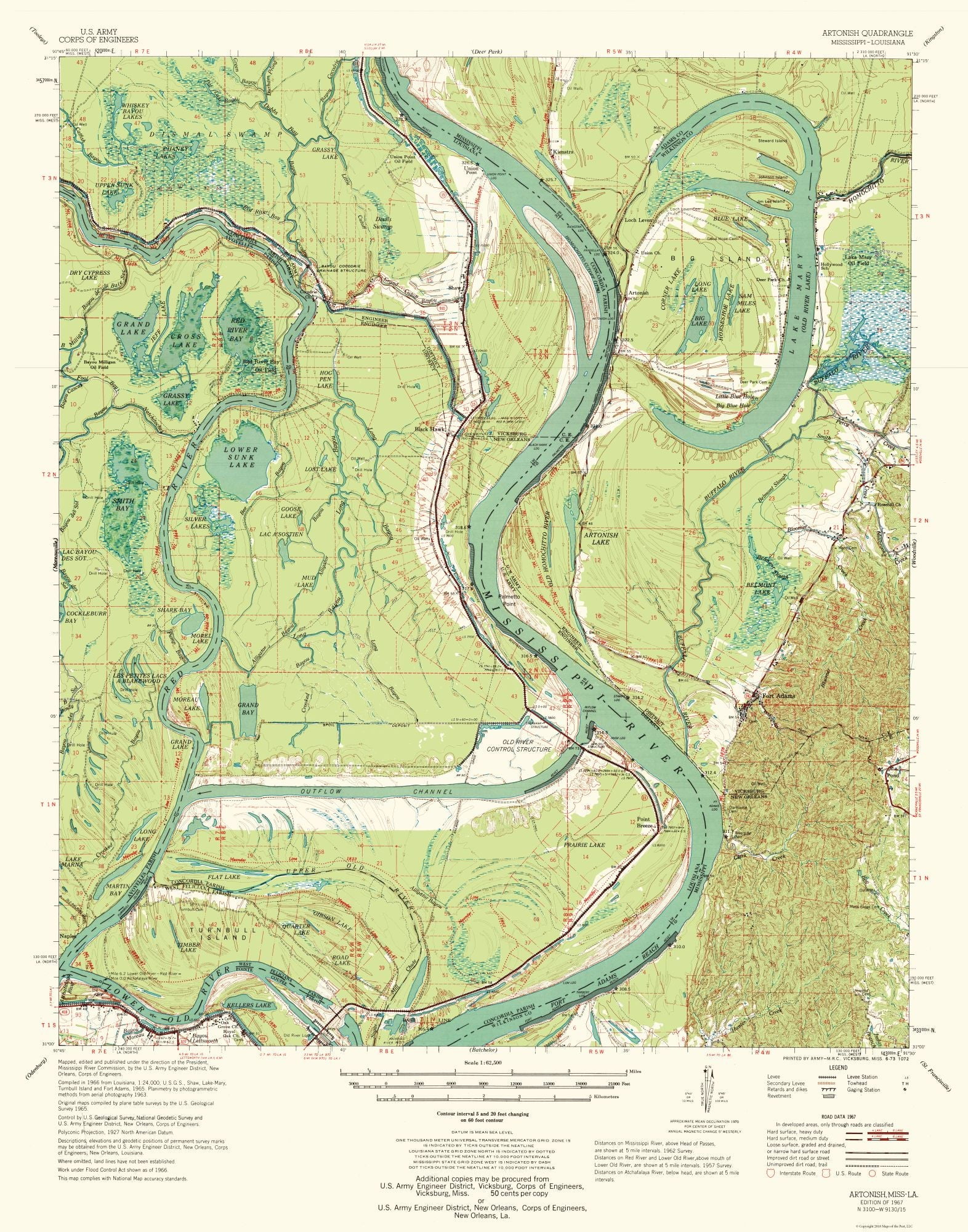 Topographical Map - Artonish Mississippi Quad - USGS 1967 - 23 x 29.27 ...