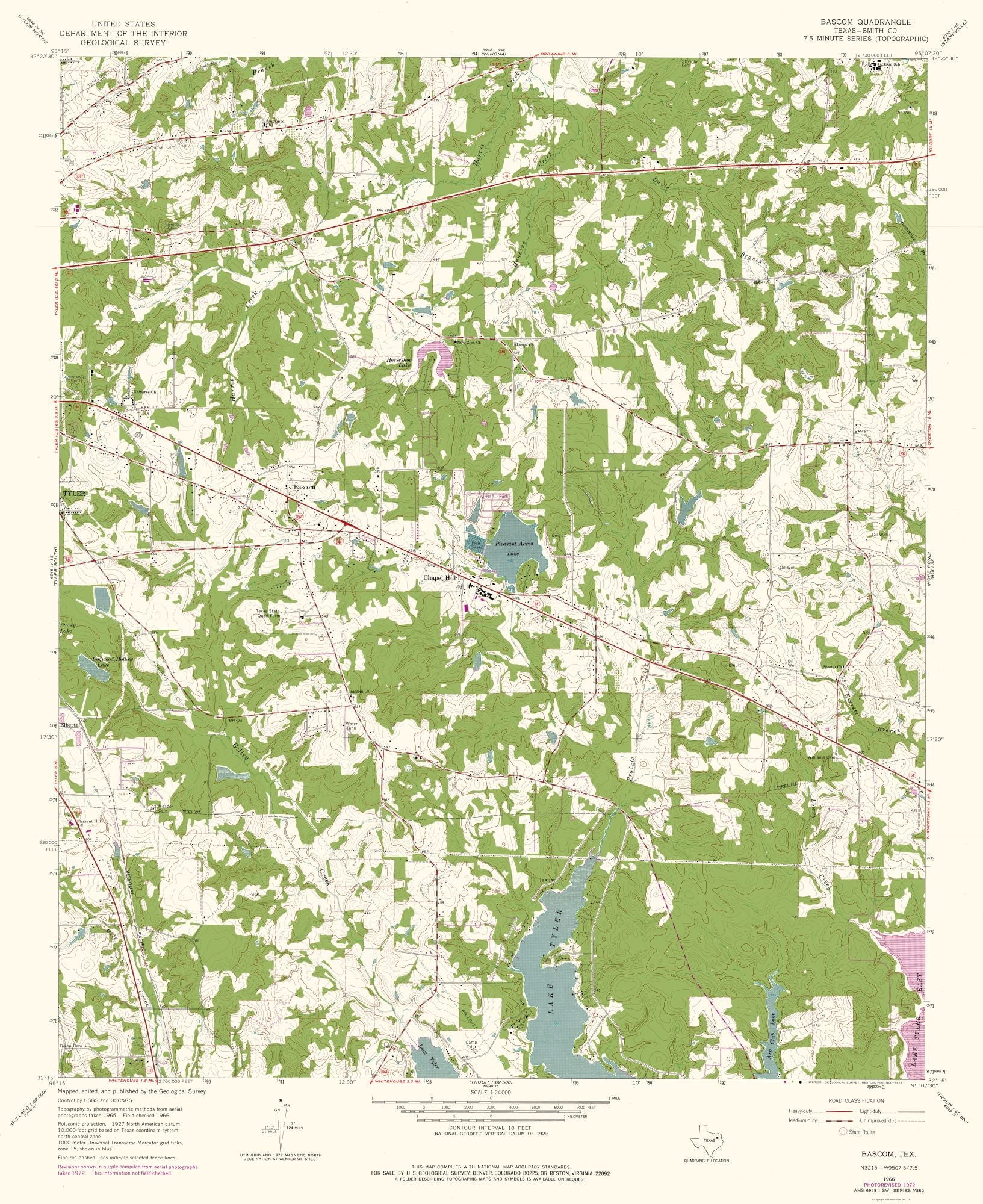 Topographical Map - Bascom Texas Quad - USGS 1966 - 23 x 28.18 ...
