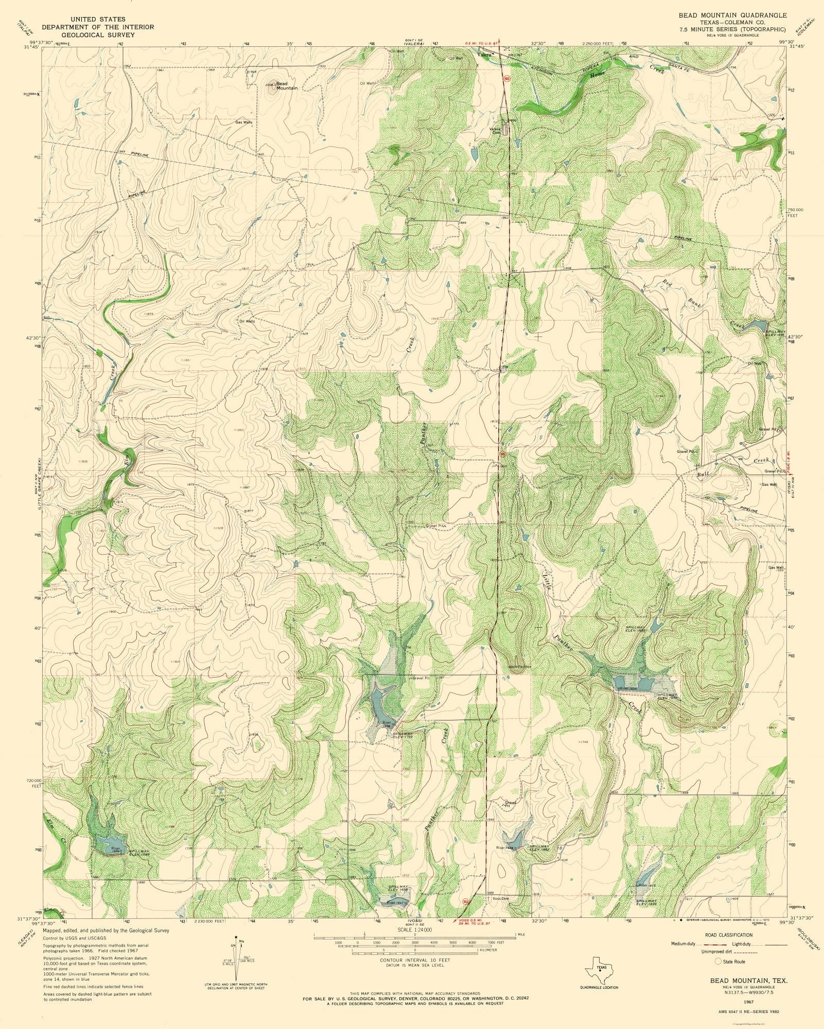 Topographical Map - Bead Mountain Texas Quad - USGS 1967 - 23 x 28.73 ...