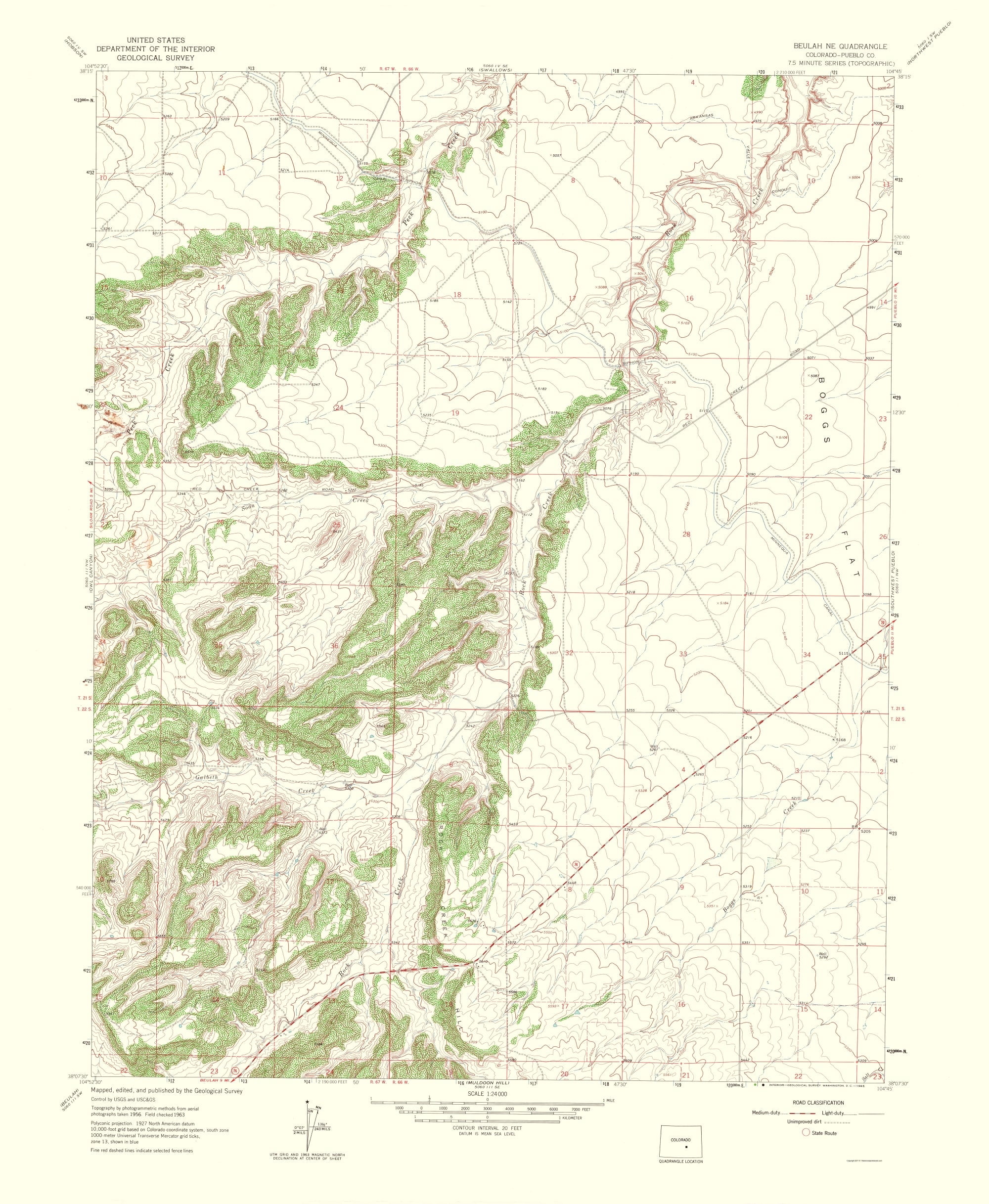 Topographical Map - Beulah Colorado Quad - USGS 1965 - 23 x 28.00 ...