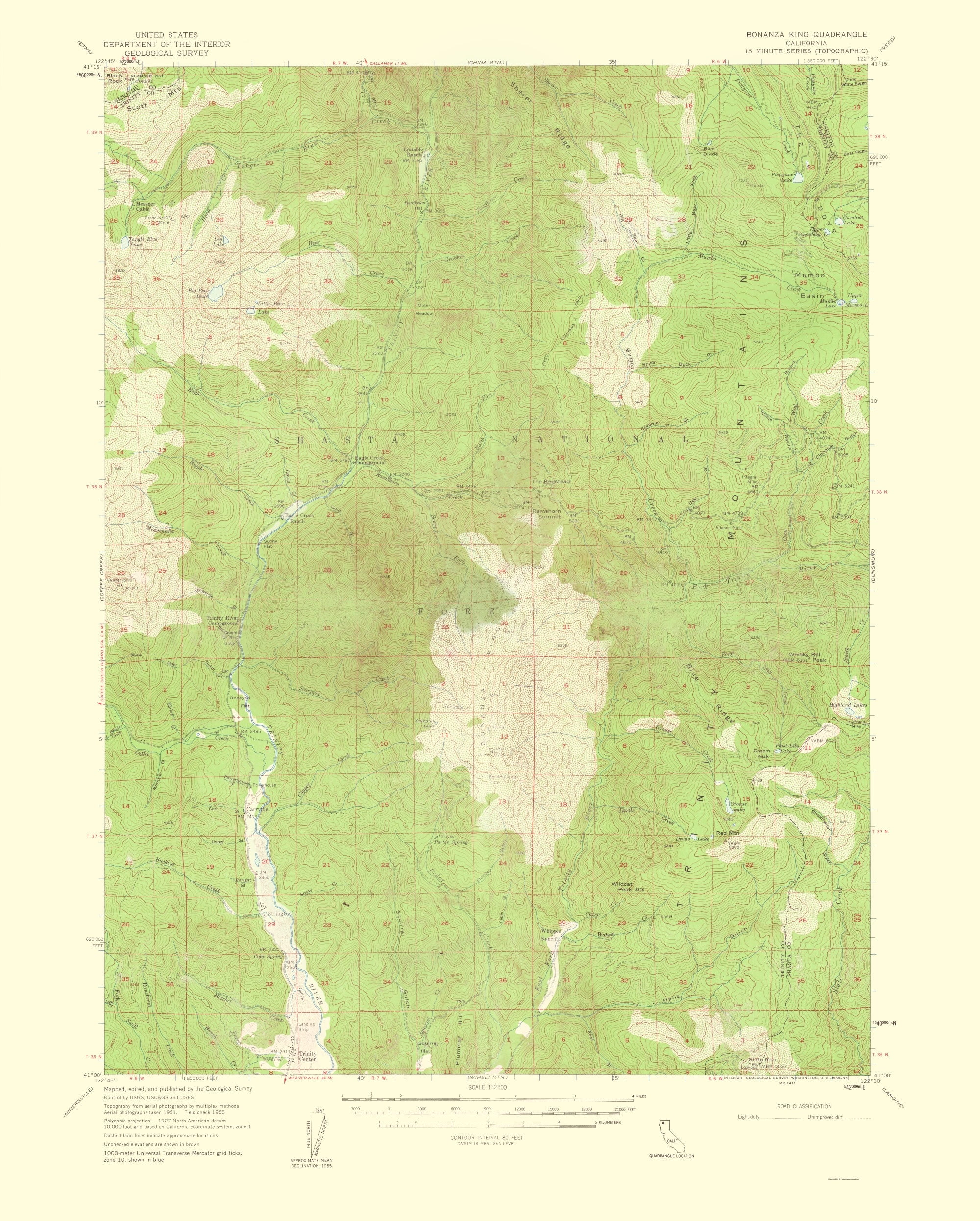 Topographical Map - Bonanza King California Quad - USGS 1960 - 23 x 28. ...