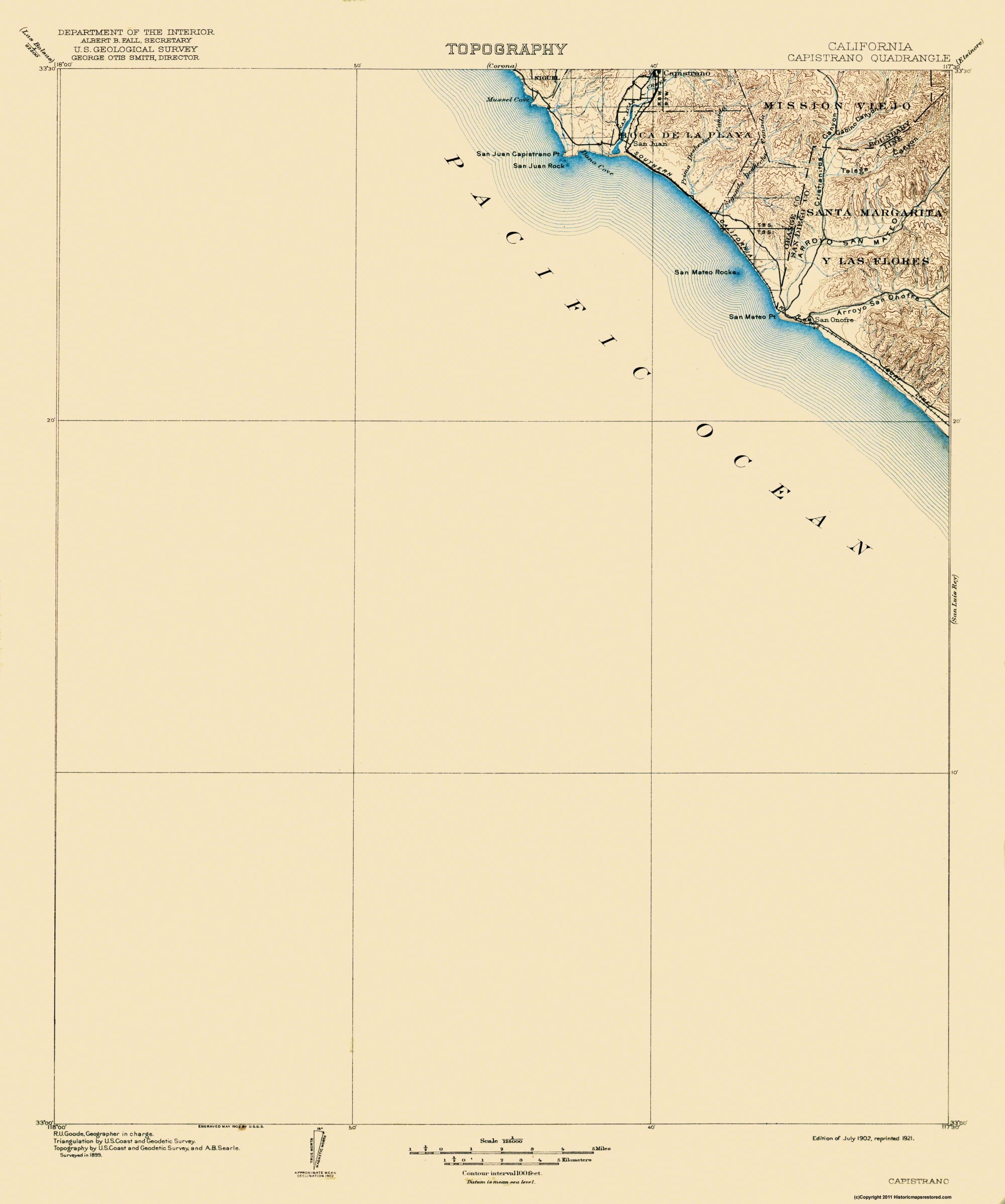 Topographical Map - Capistrano California Quad - USGS 1902 - 23 x 27.56 ...