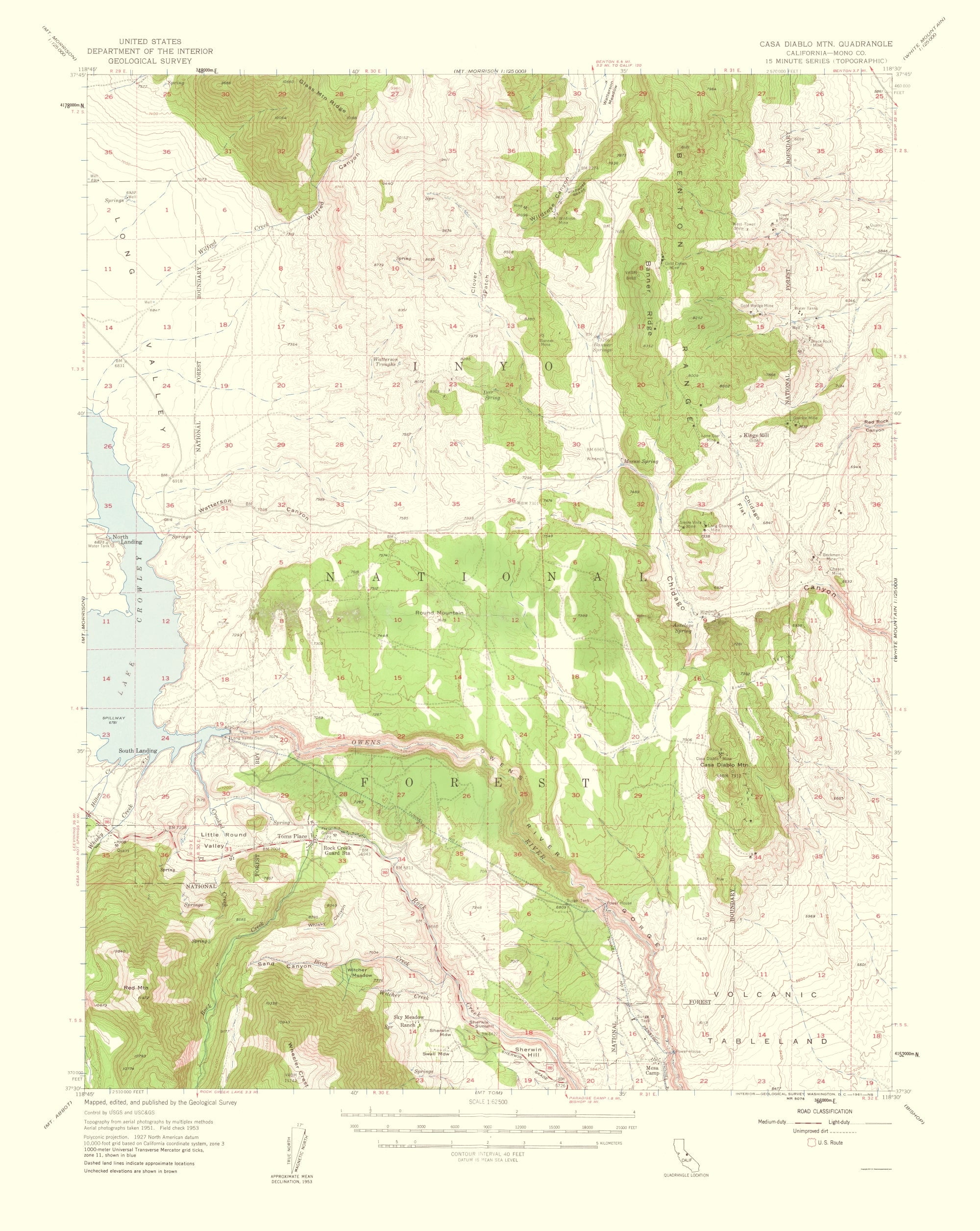 Topographical Map - Casa Diablo Mountain California Quad - USGS 1961 ...