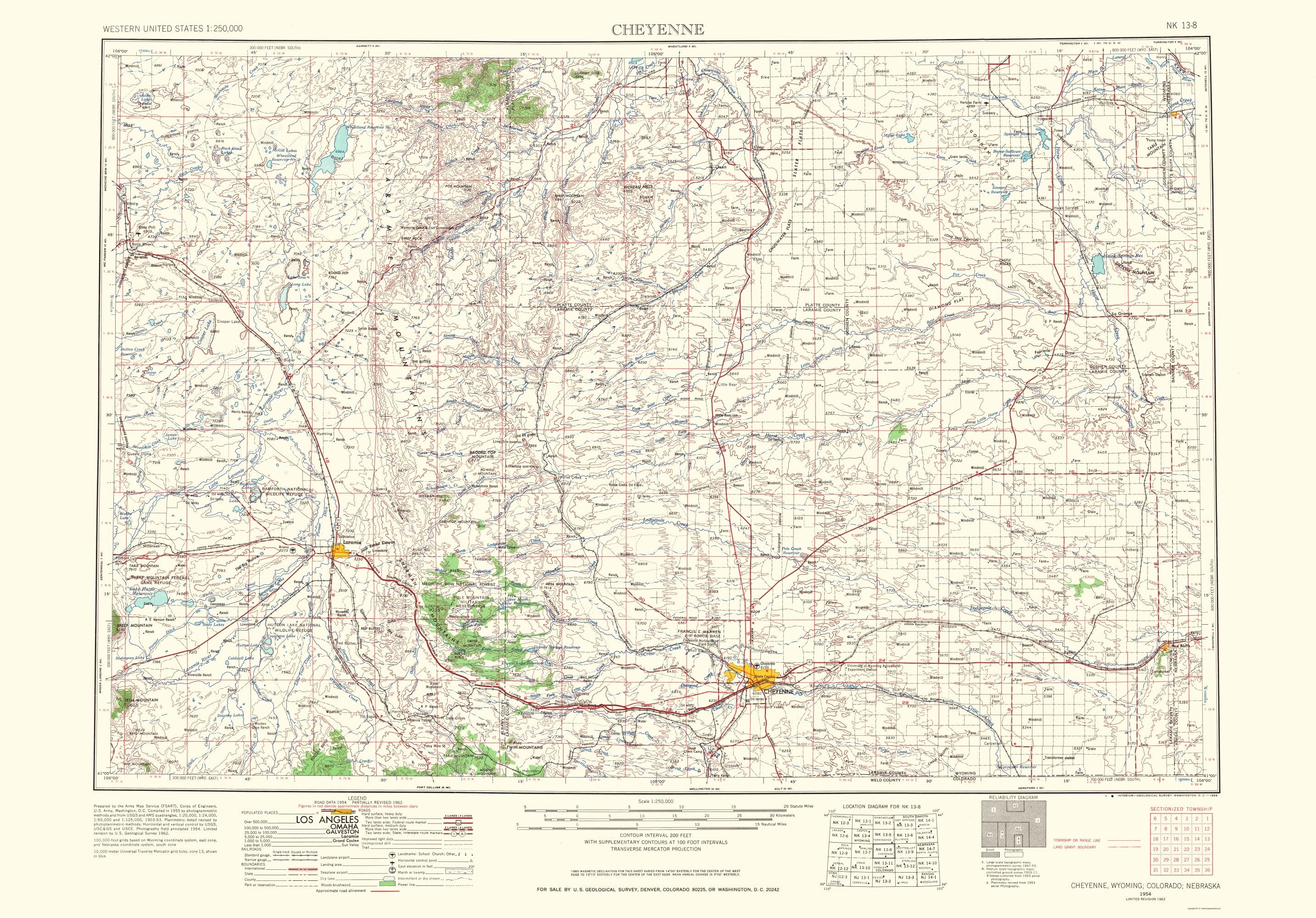 Topographical Map - Cheyenne Wyoming Colorado Nebraska Quad - USGS 1966 ...