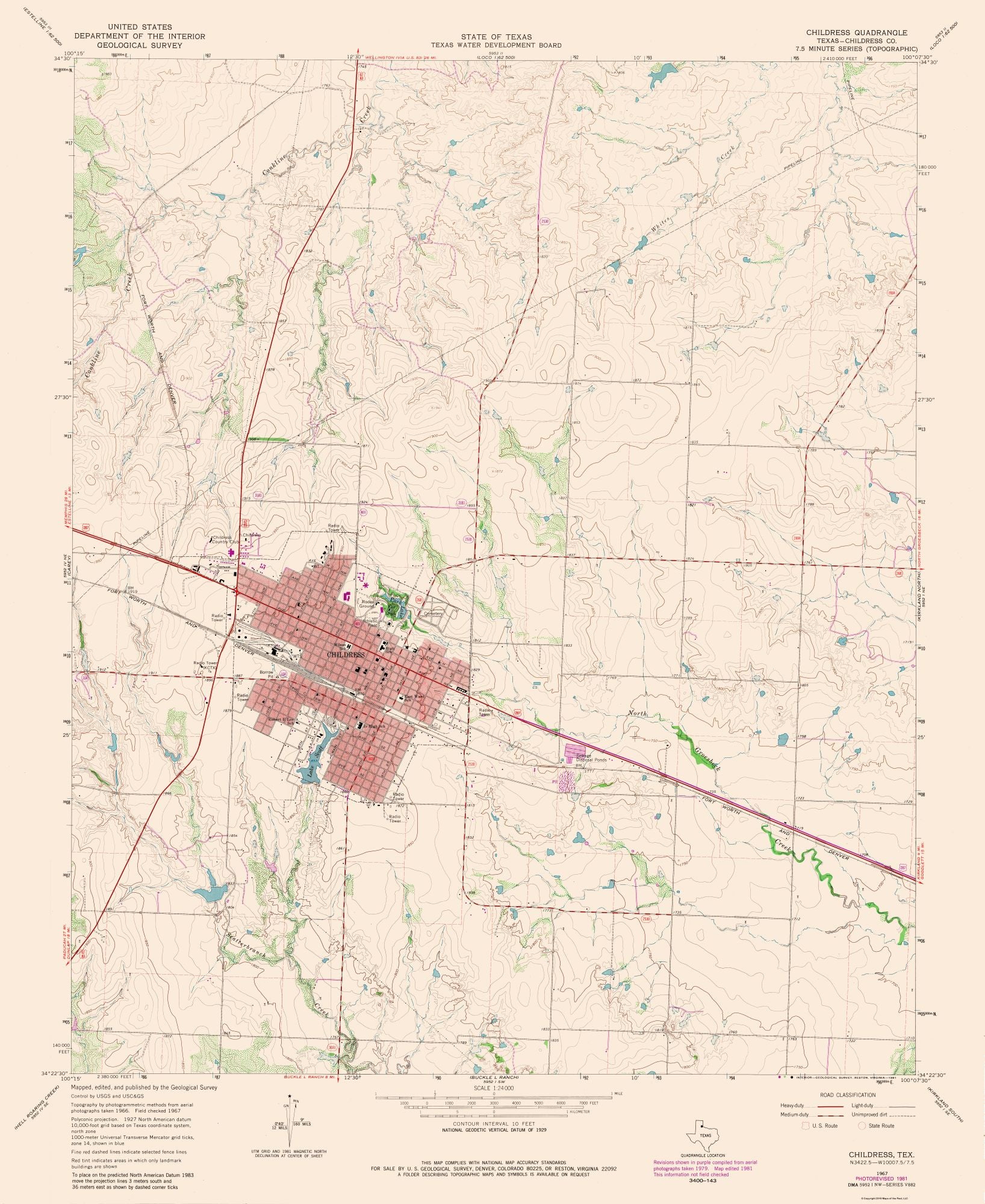 Topographical Map - Childress Texas Quad - USGS 1981 - 23 x 28.12 ...