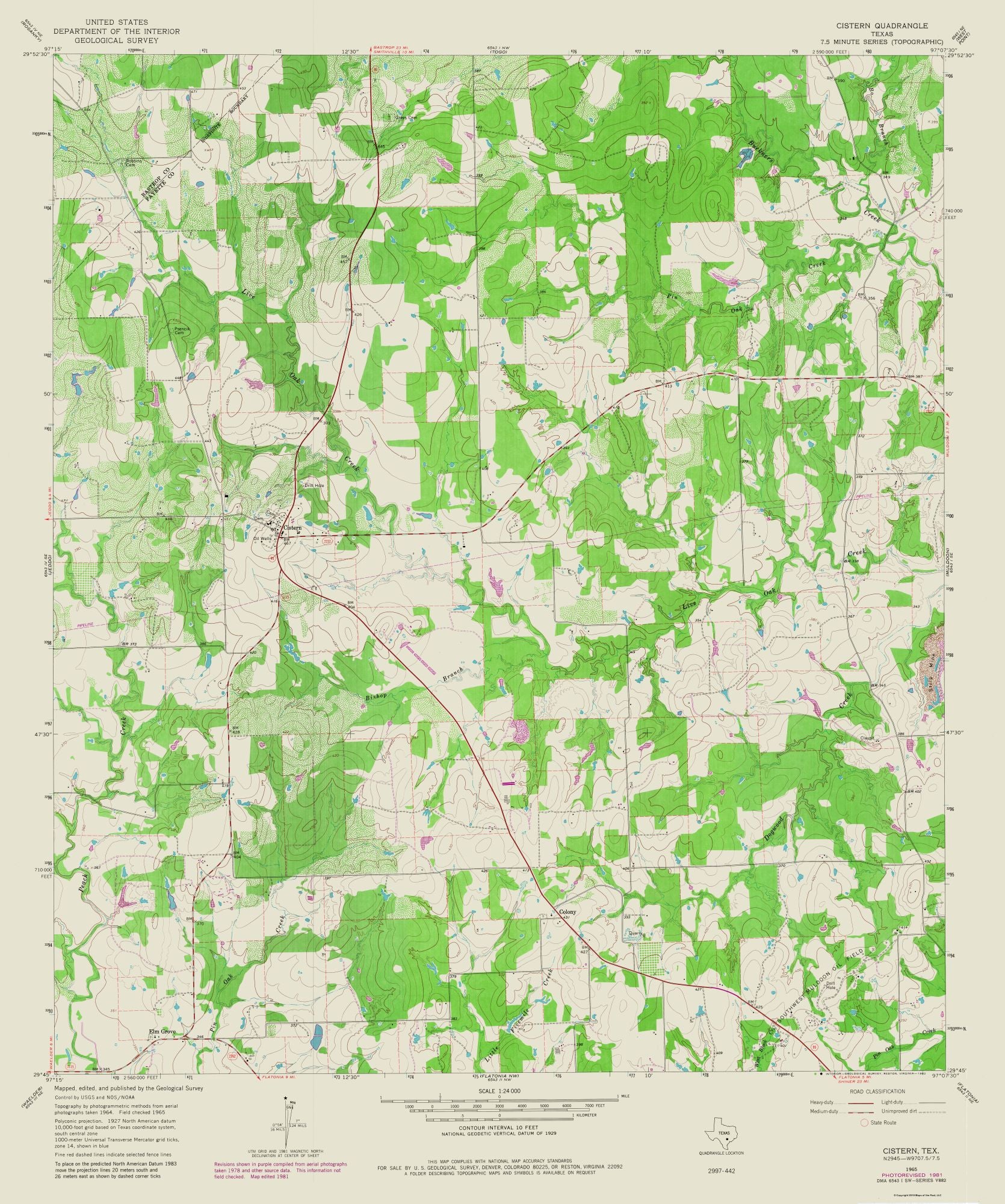 Topographical Map - Cistern Texas Quad - USGS 1981 - 23 x 27.54 ...