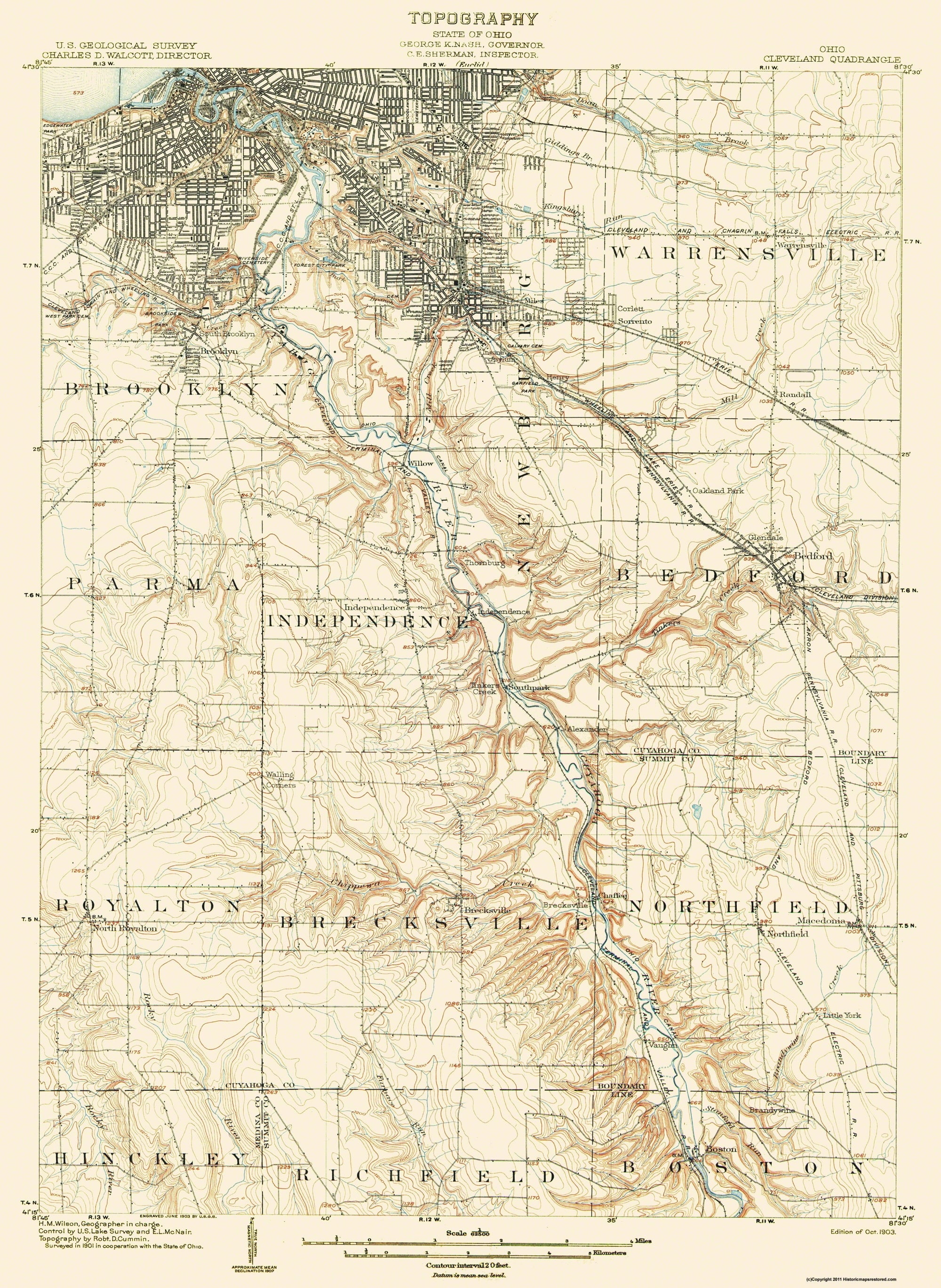 Topographical Map - Cleveland Ohio Quad - USGS 1903 - 23 x 31.48 ...