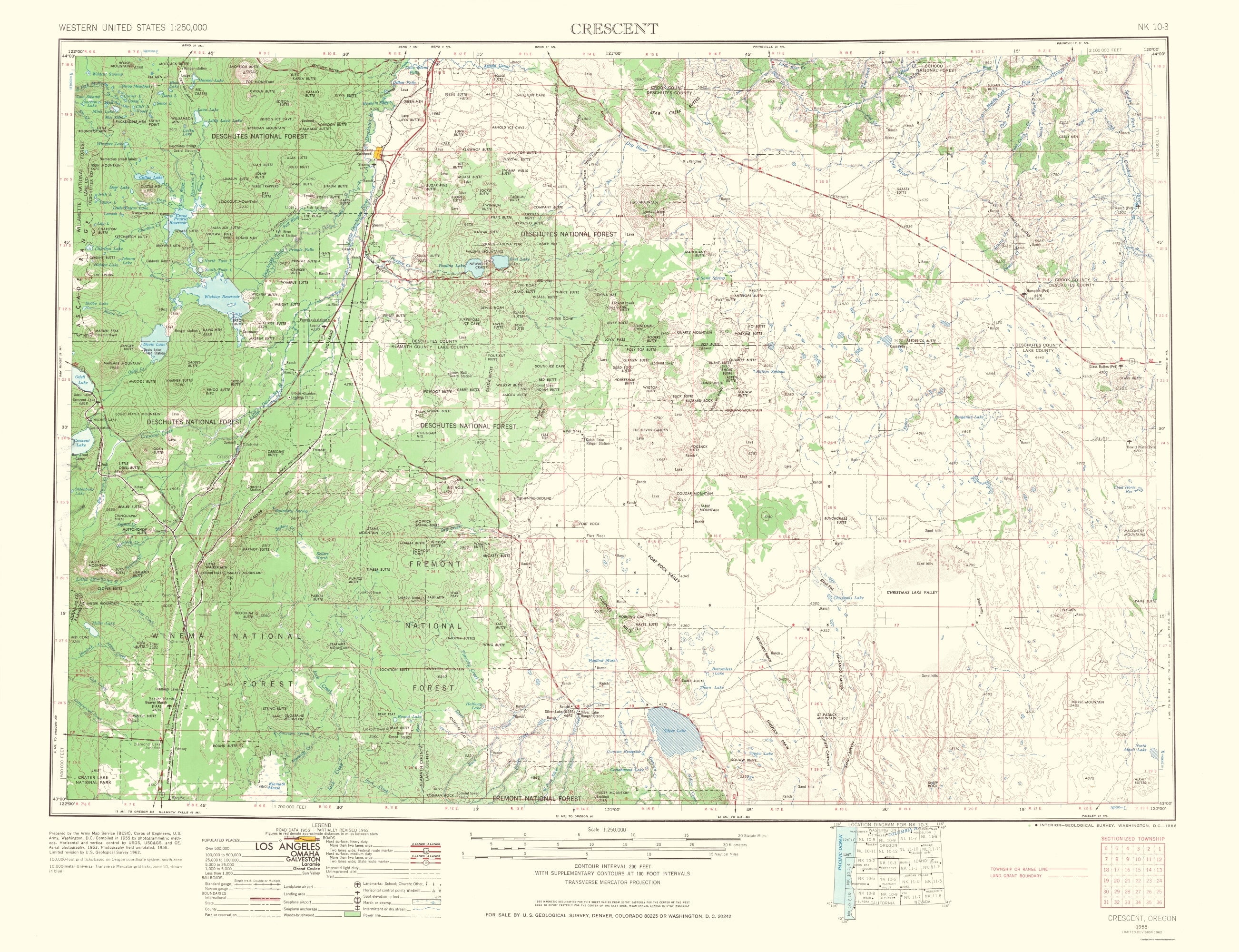 Topographical Map - Crescent Oregon Quad - USGS 1966 - 23 x 29.94 ...
