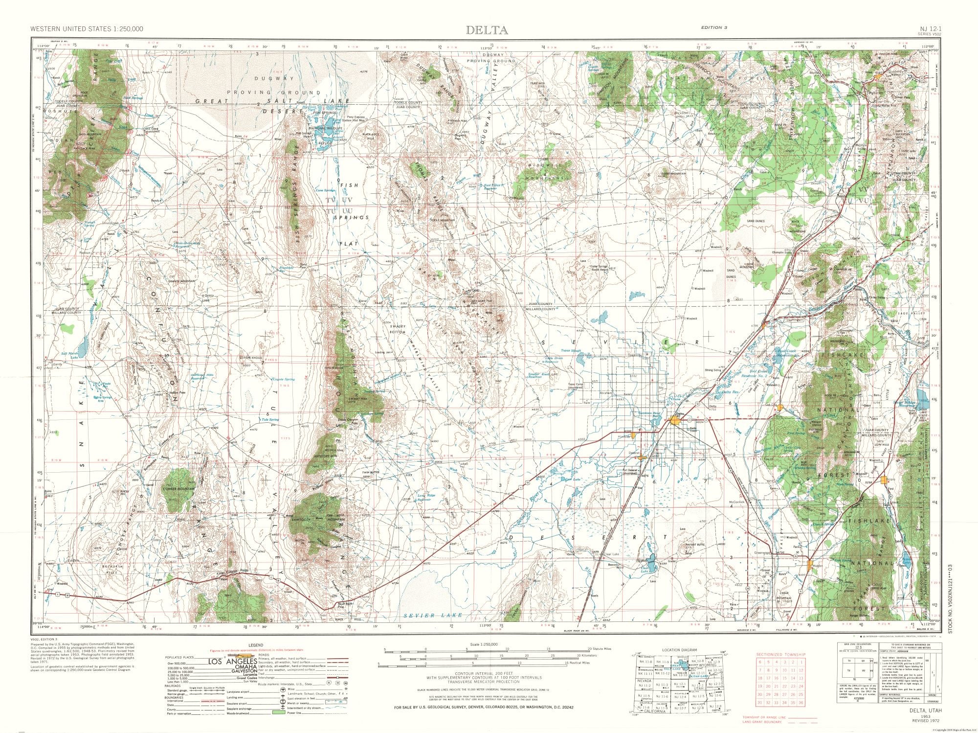 Topographical Map - Delta Utah Quad - USGS 1953 - 30.71 x 23 - Vintage ...