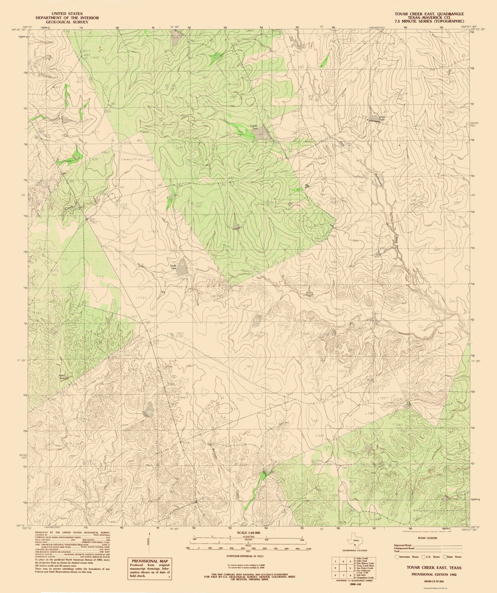 Topographical Map - East Tovar Creek Texas Quad - USGS 1982 - 23 x 27. ...
