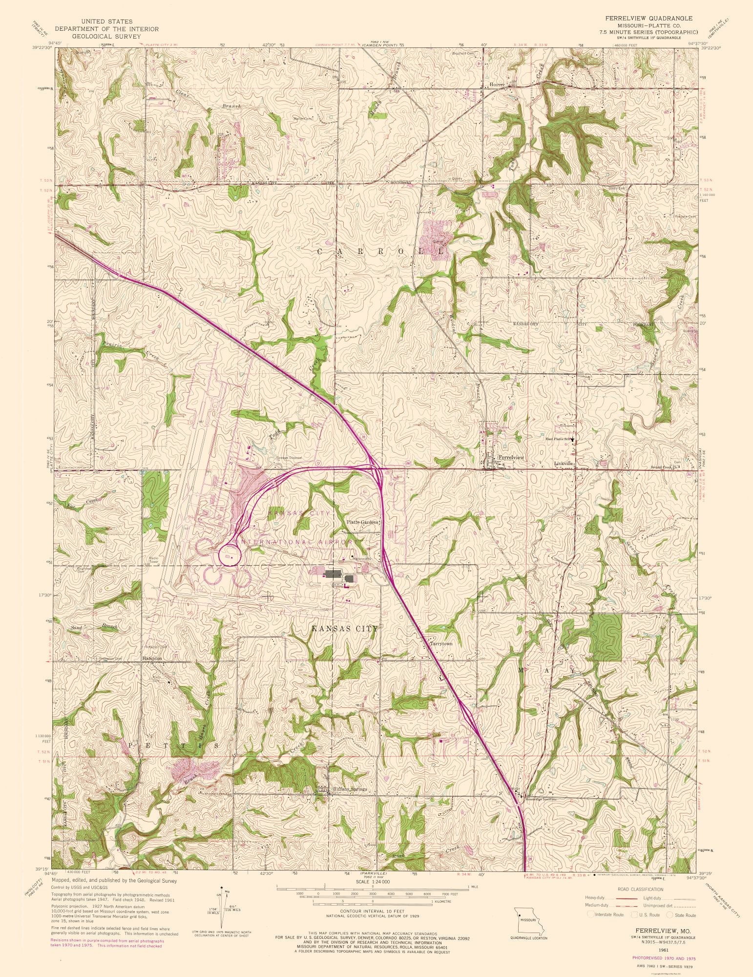 Topographical Map - Ferrelview Missouri Quad - USGS 1961 - 23 x 29.84 ...