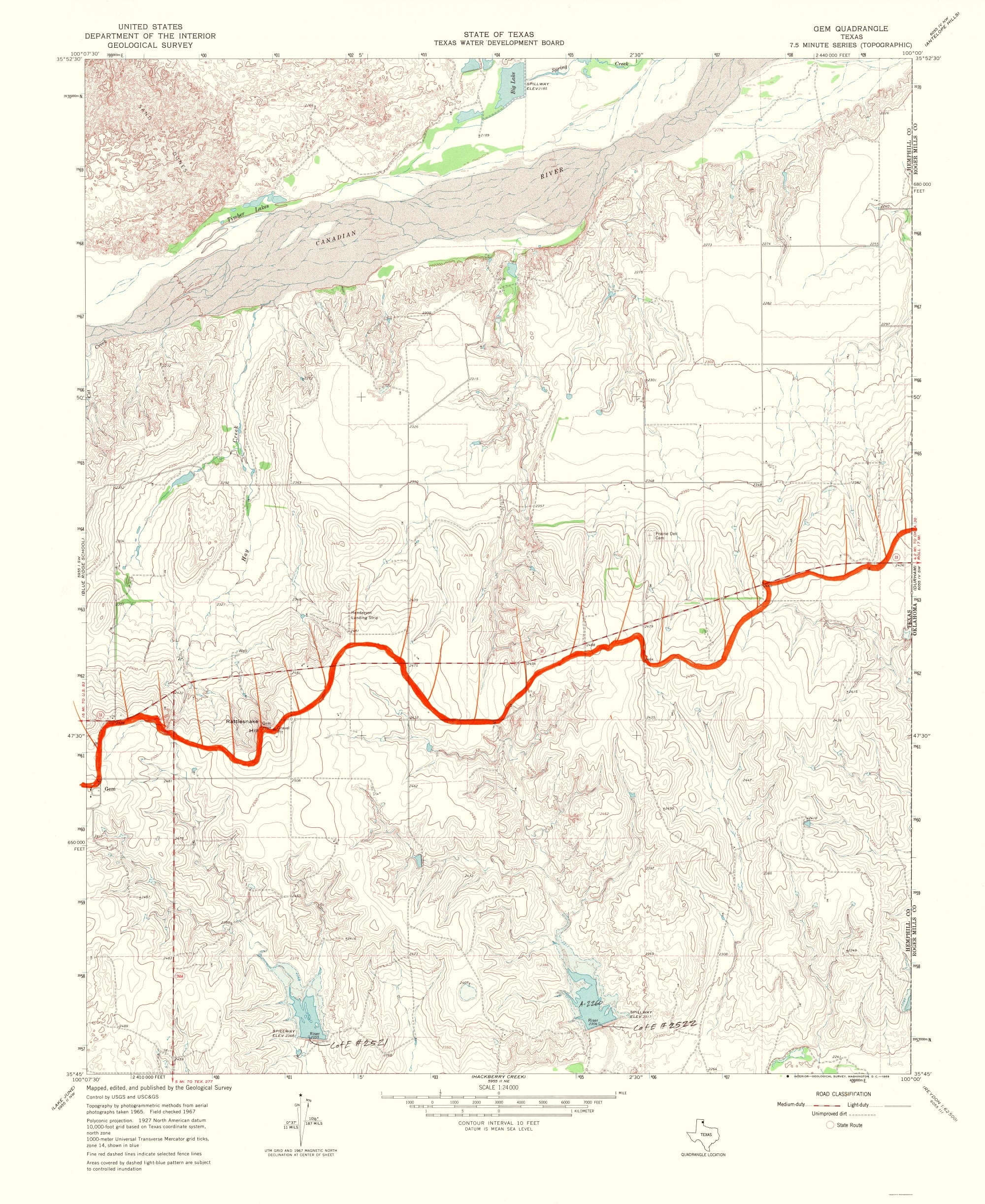 Topographical Map - Gem Texas Quad - USGS 1969 - 23 x 28.12 - Vintage ...