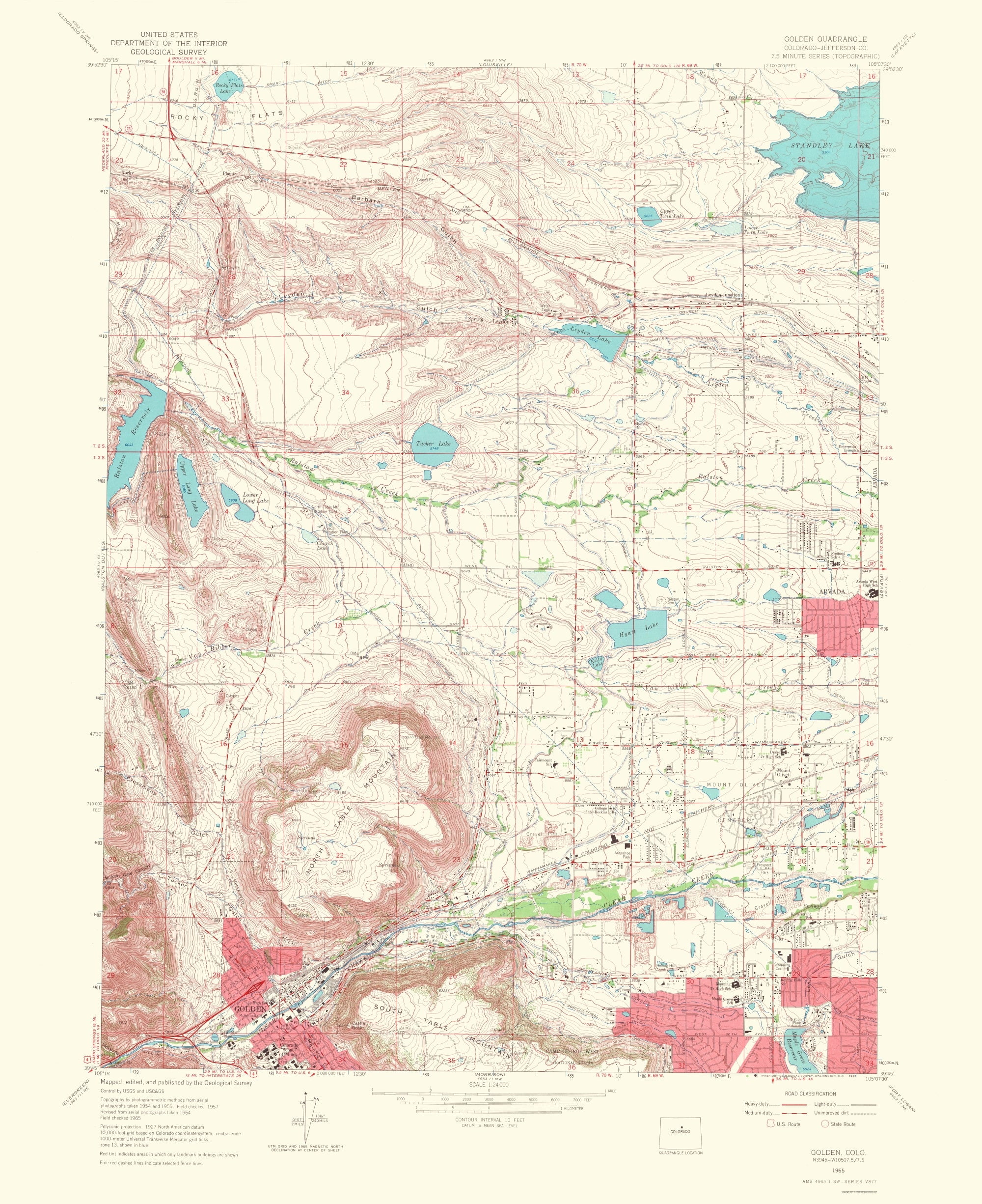 Topographical Map - Golden Colorado Quad - USGS 1967 - 23 x 28.18 ...