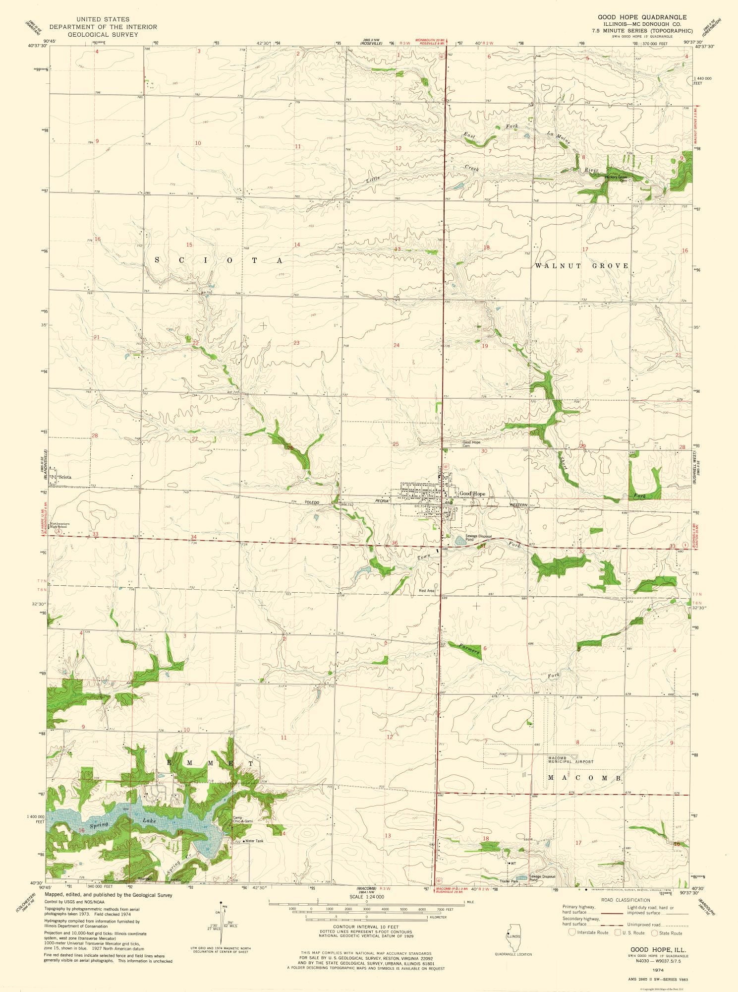 Topographical Map - Good Hope Illinois Quad - USGS 1974 - 23 x 30.89 ...