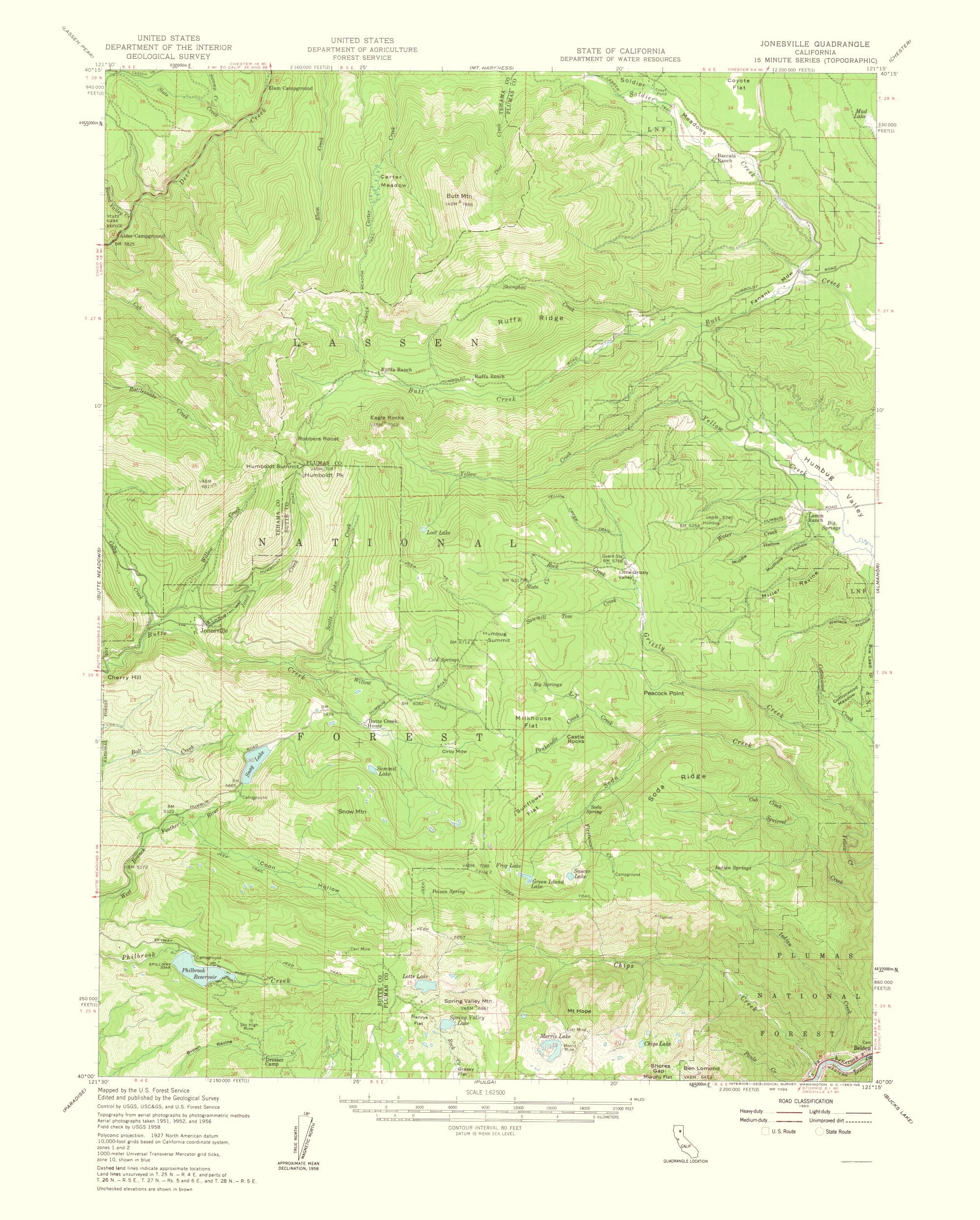 Topographical Map - Jonesville California Quad - USGS 1963 - 23 x 28.64 ...