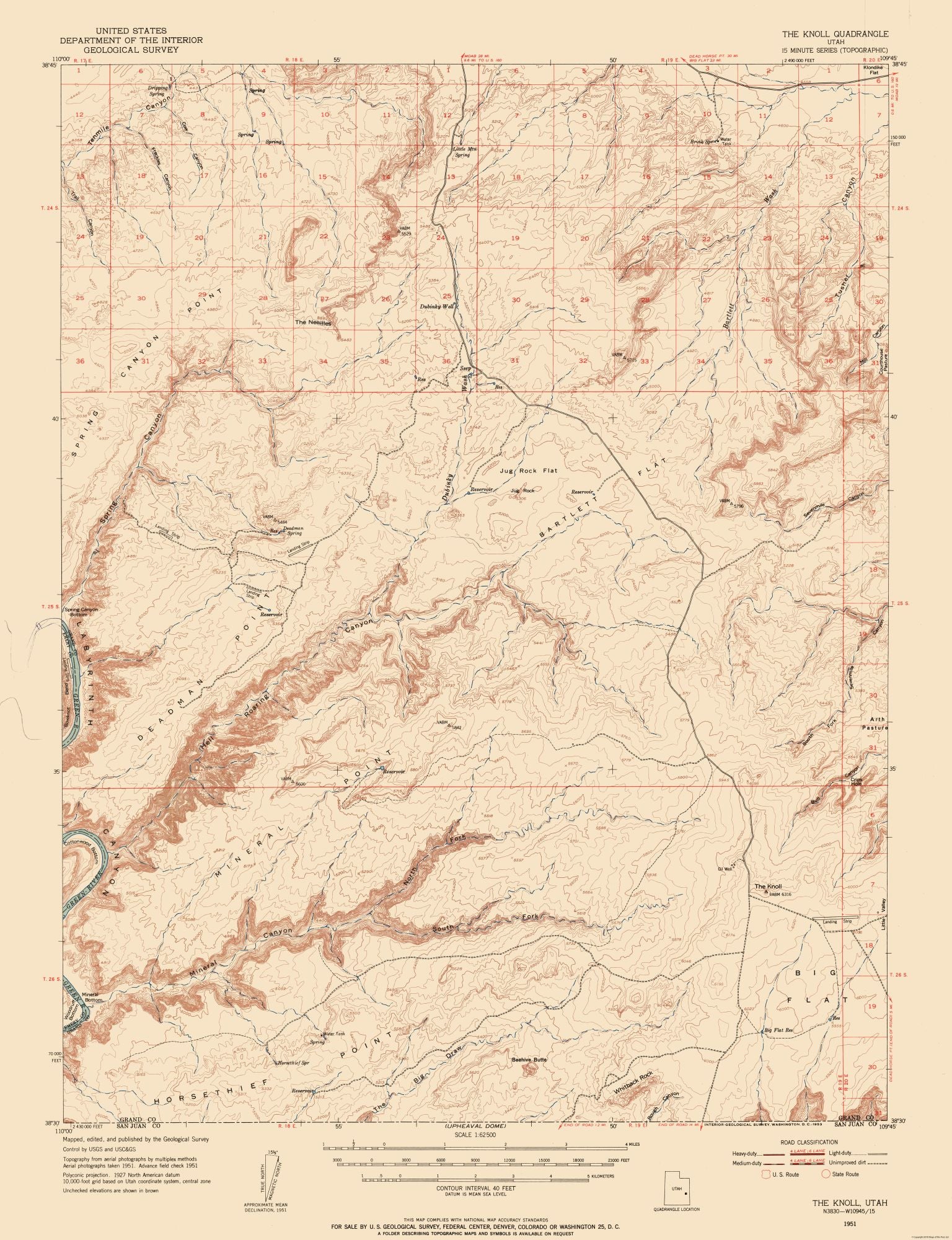 Topographical Map - Knoll Utah Quad - USGS 1954 - 23 x 29.95 - Vintage ...