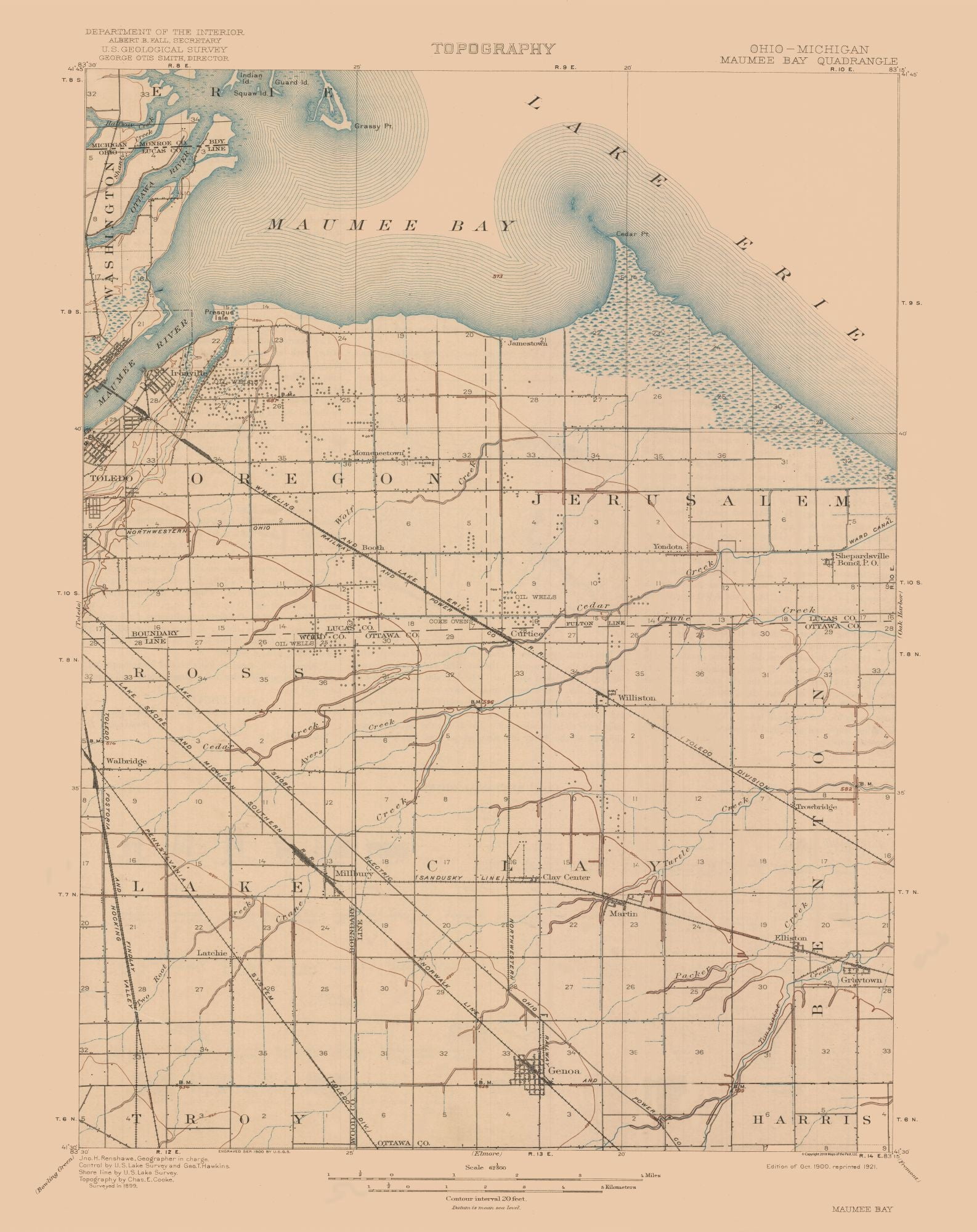 Topographical Map - Maumee Bay Ohio Quad - USGS 1900 - 23 x 29.00 ...