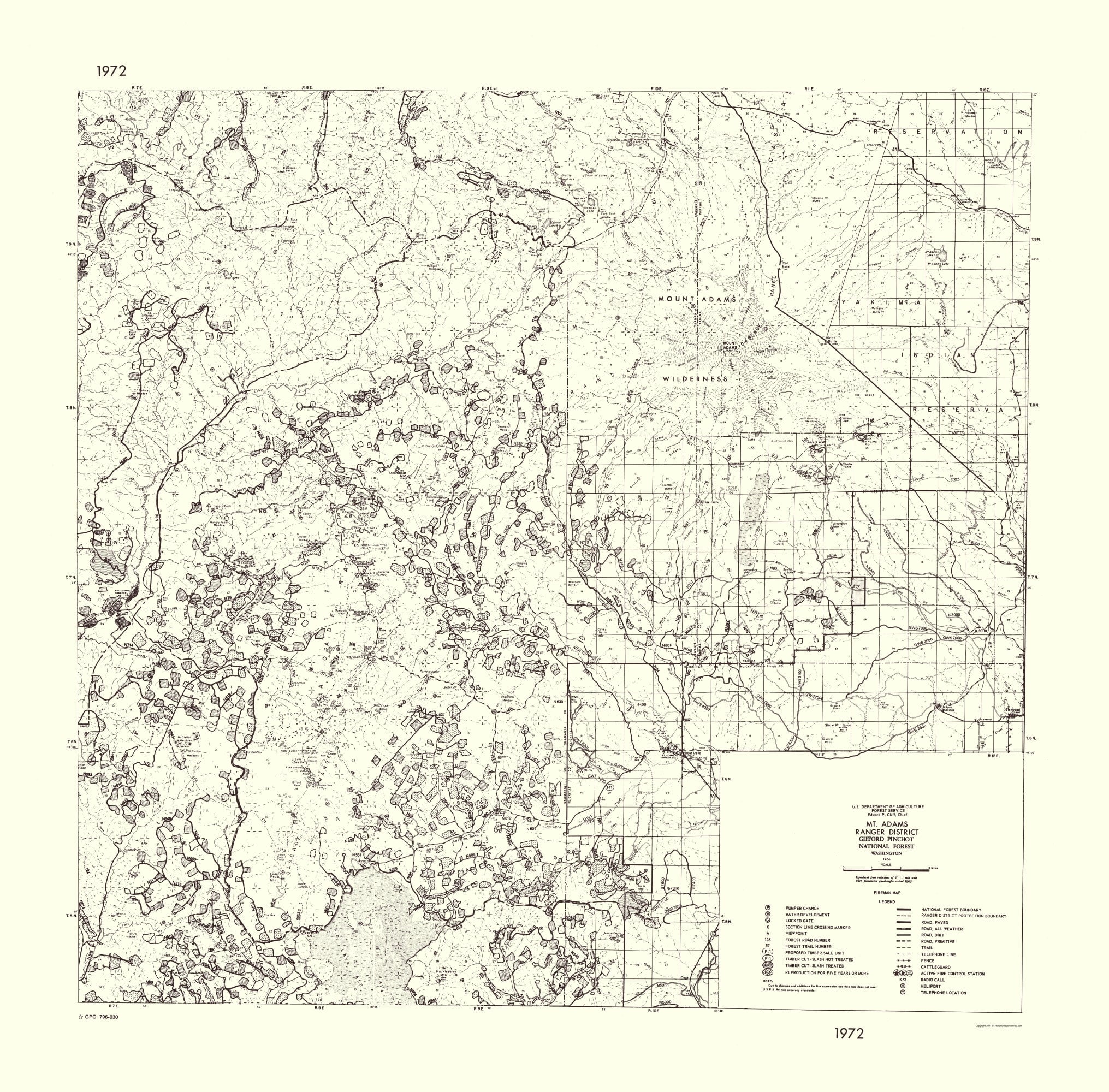 Topographical Map - Mt Adams Washington - USDA 1972 - 23 x 23.36 ...
