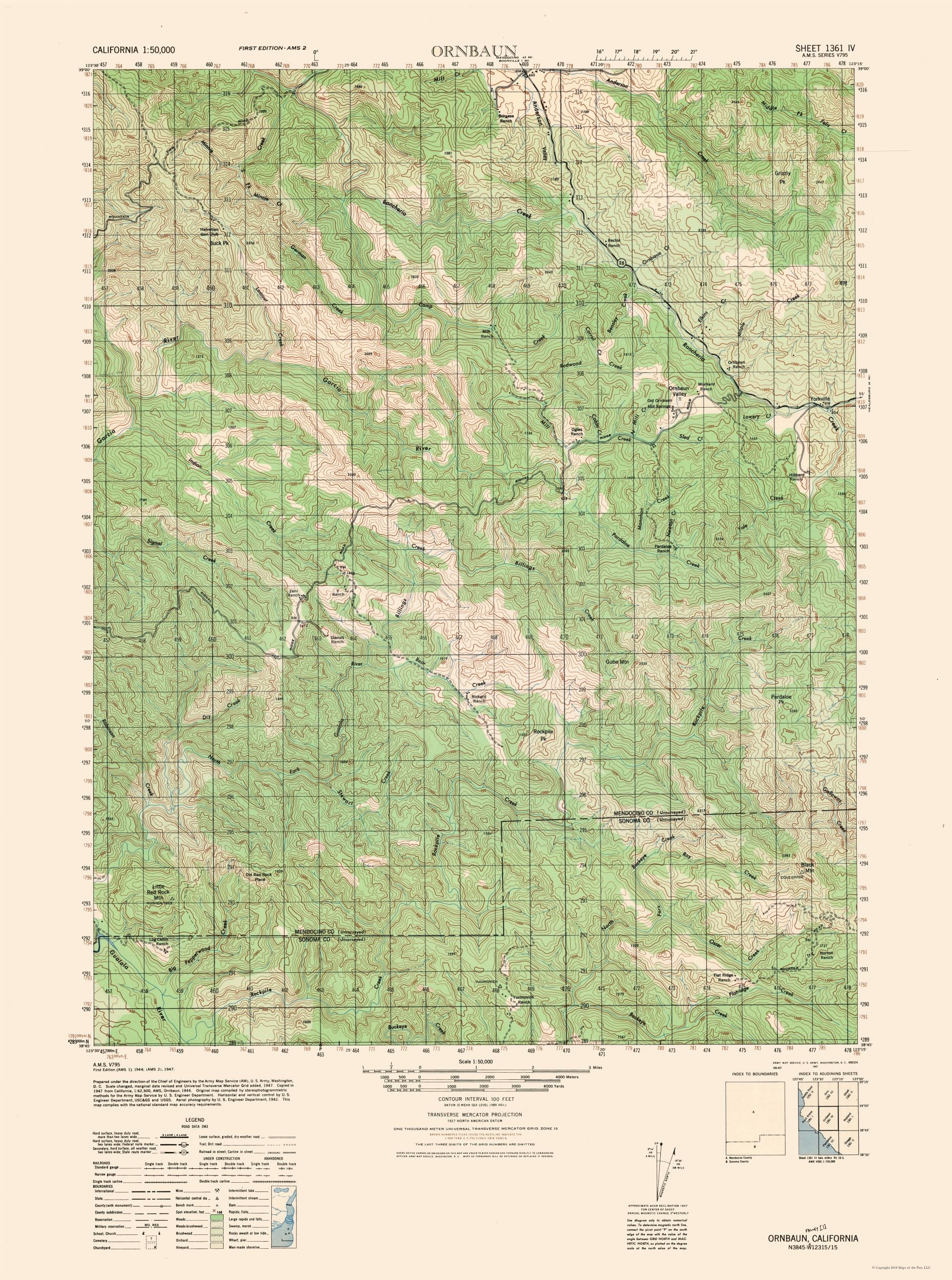 Topographical Map - Ornbaun Sheet - US Army 1944 - 23 x 30.91 - Vintage ...