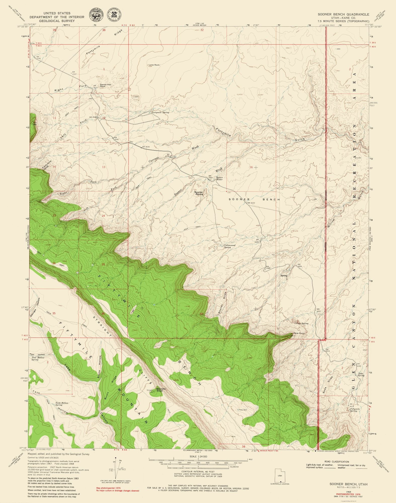 Topographical Map - Sooner Bench Utah Quad - USGS 1954 - 23 x 29.22 ...