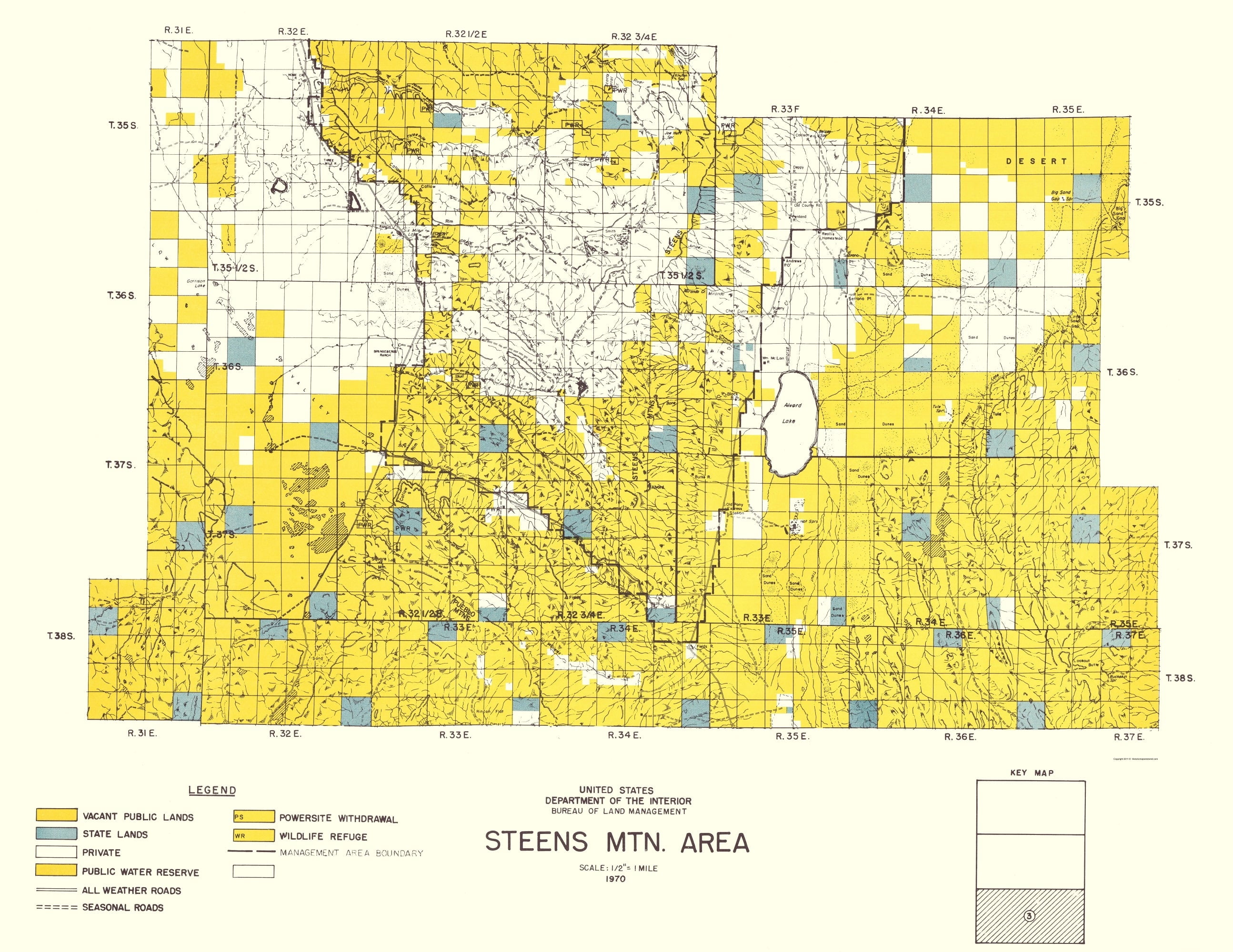 Topographical Map - Steens Mountain Southern Oregon - DOI 1970 - 23 x ...