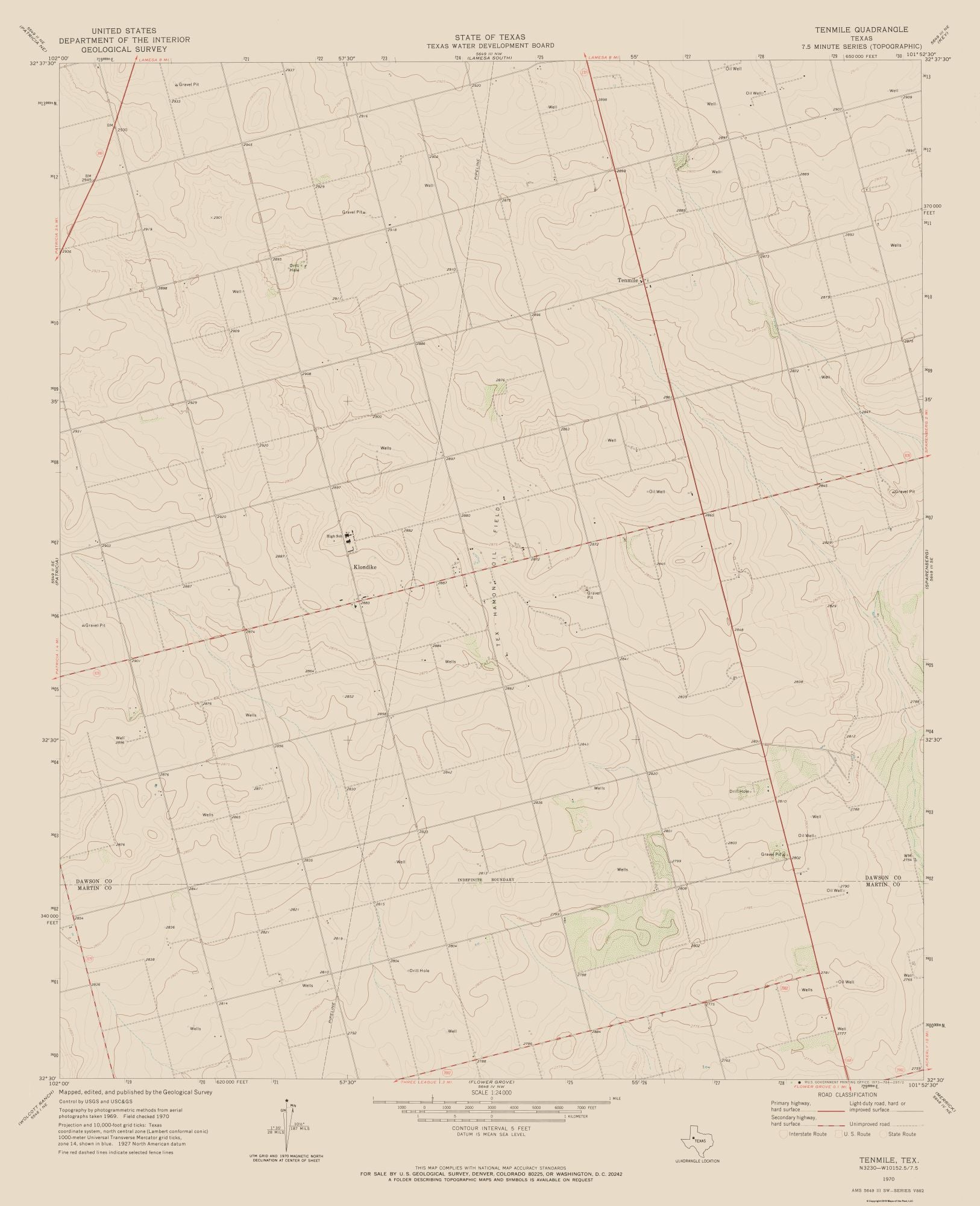 Topographical Map - Tenmile Texas Quad - USGS 1970 - 23 x 28.29 ...