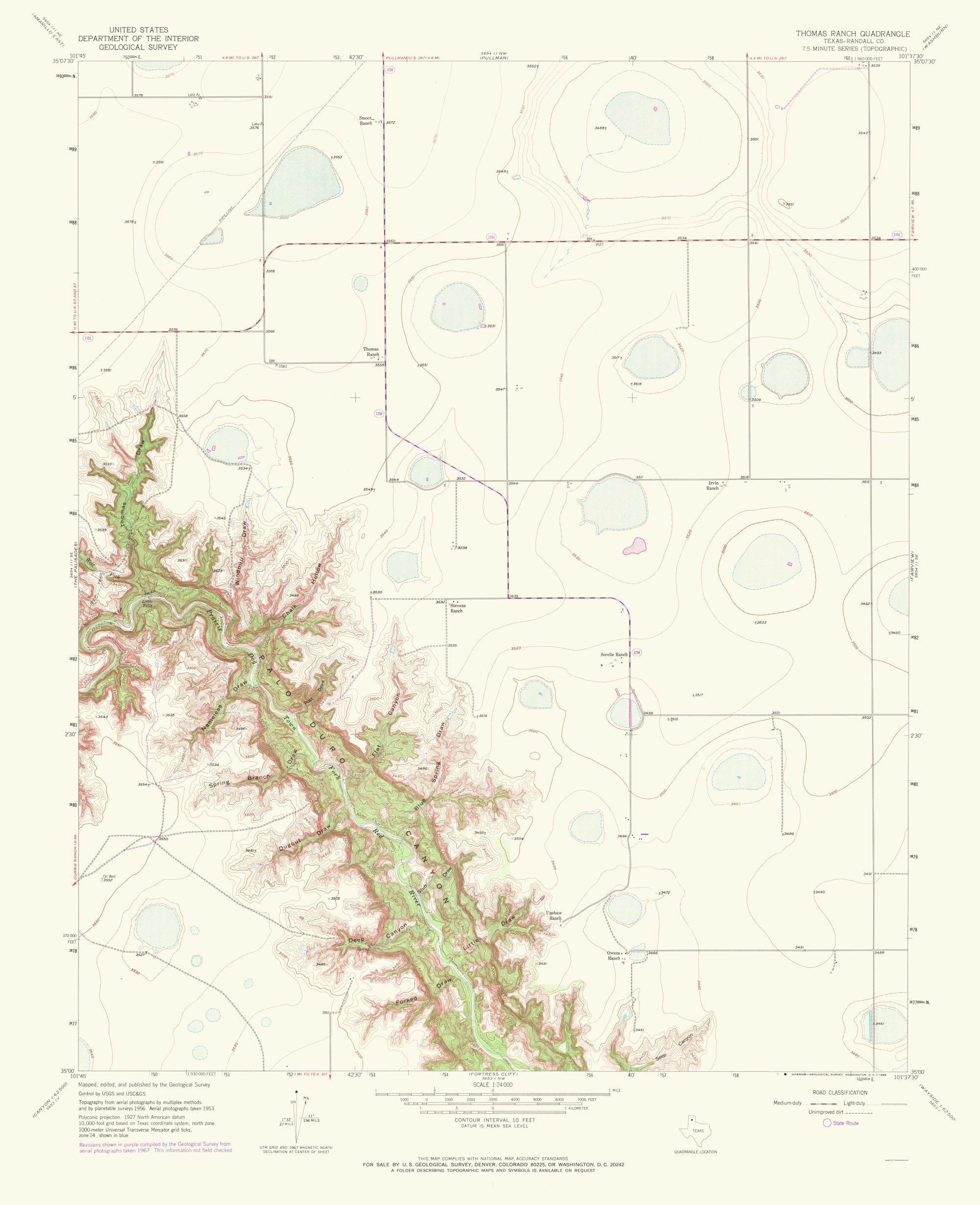 Topographical Map - Thomas Ranch Texas Quad - USGS 1968 - 23 x 28.28 ...