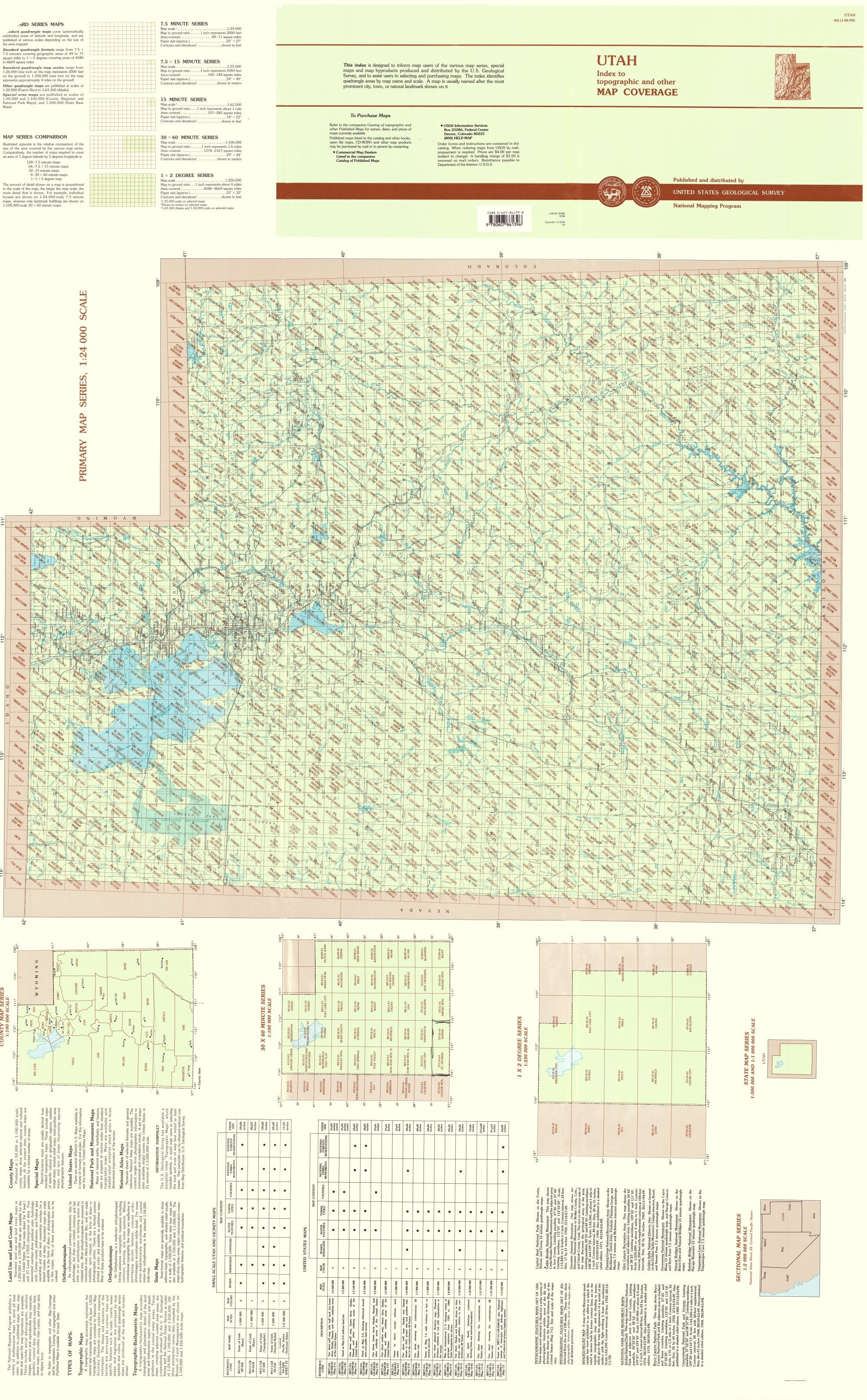 Topographical Map - Utah Index Quad - USGS 1996 - 23 x 37.13 - Vintage ...