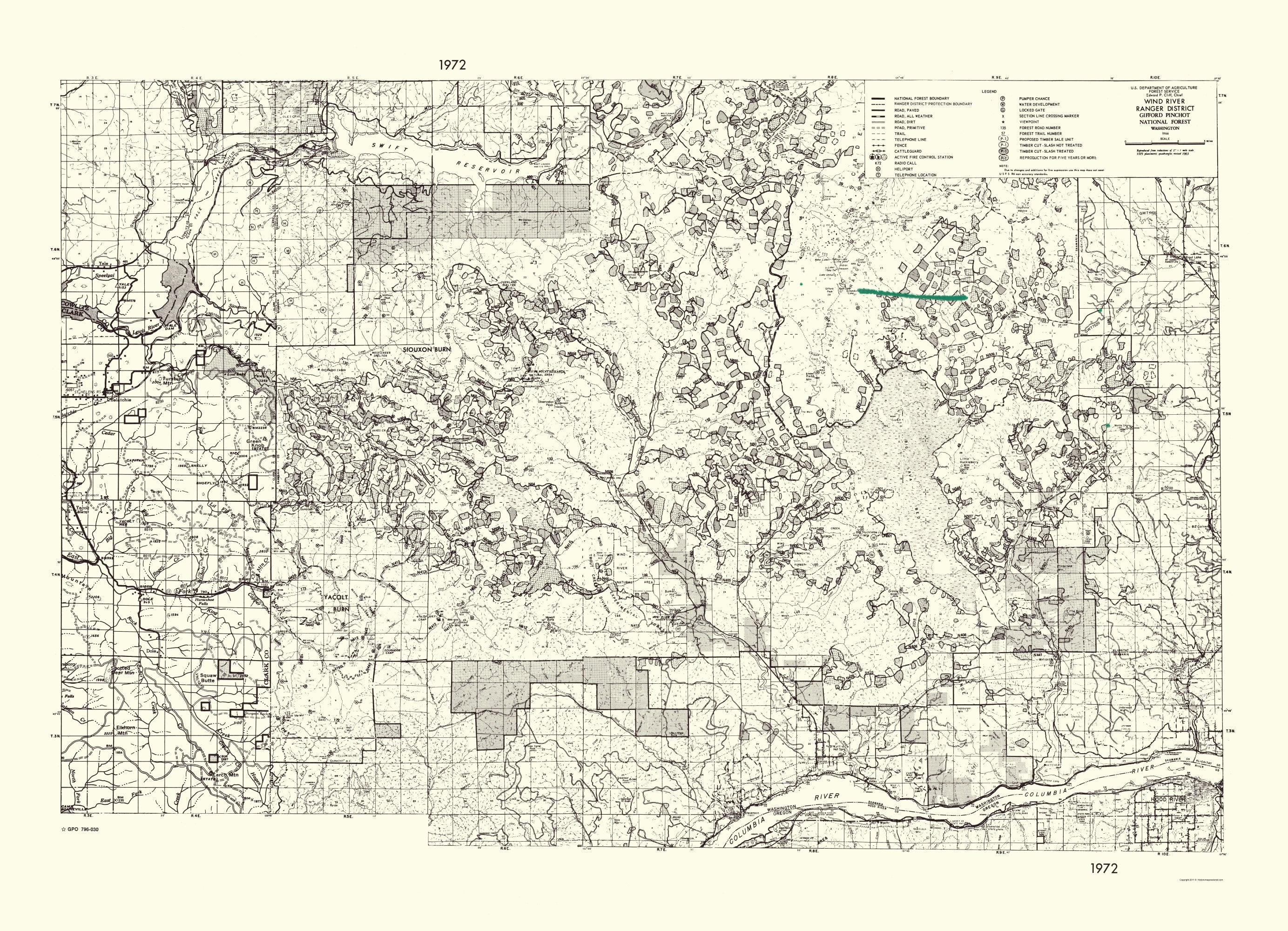 Topographical Map - Wind River Washington Quad - USDA 1972 - 23 x 31.82 ...