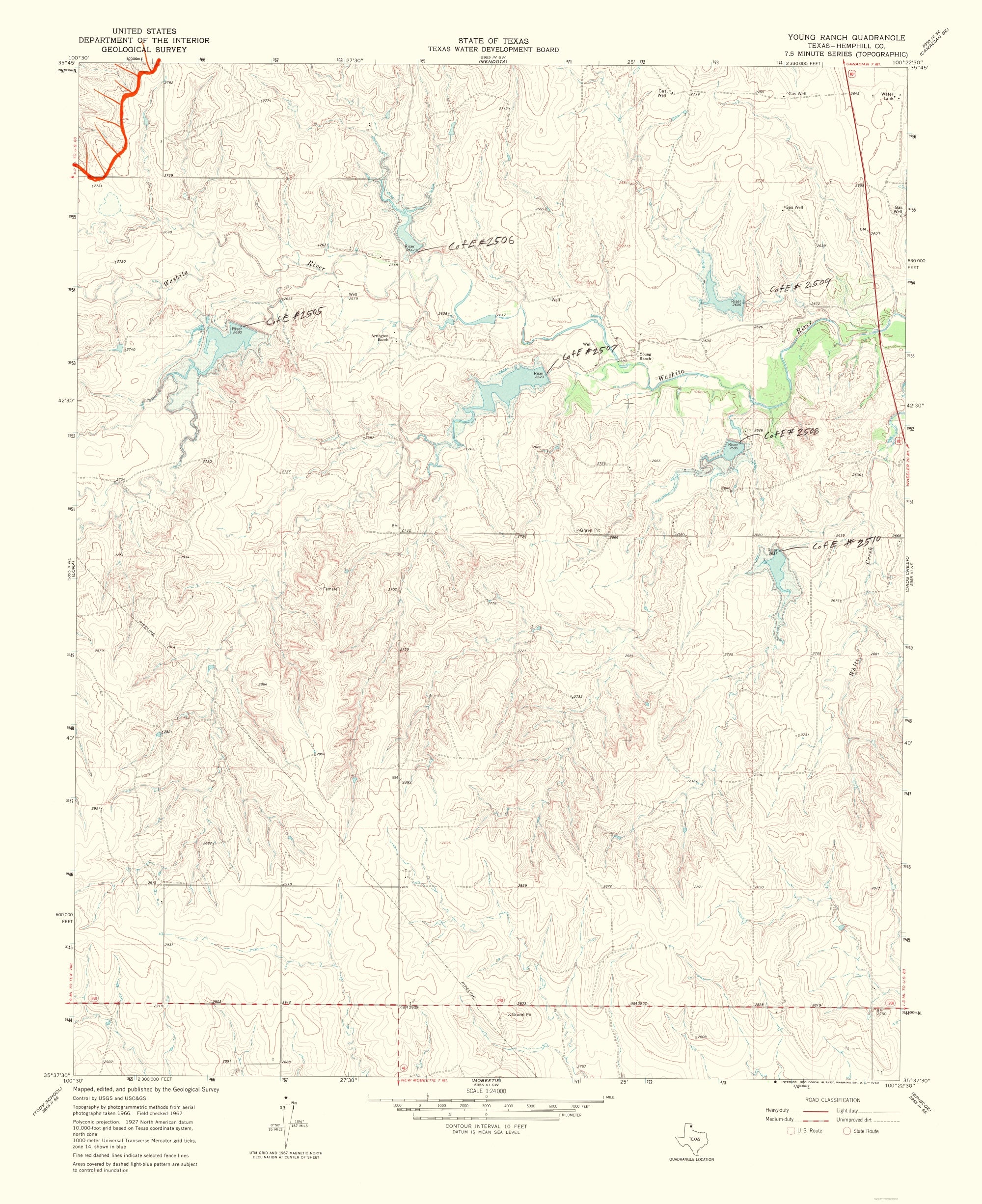 Topographical Map - Young Ranch Texas Quad - USGS 1969 - 23 x 28.20 ...