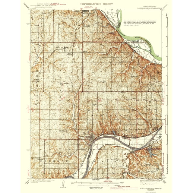 Topographical Map - Bonner Springs Kansas Missouri Quad - USGS 1940 ...