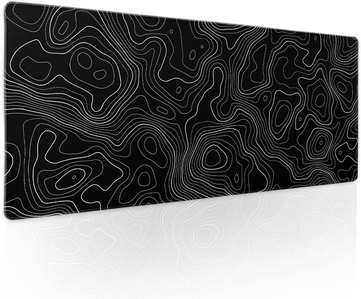 Topographic Contour Black Gaming Mouse Pad XL Topo Geographic Map Lines ...