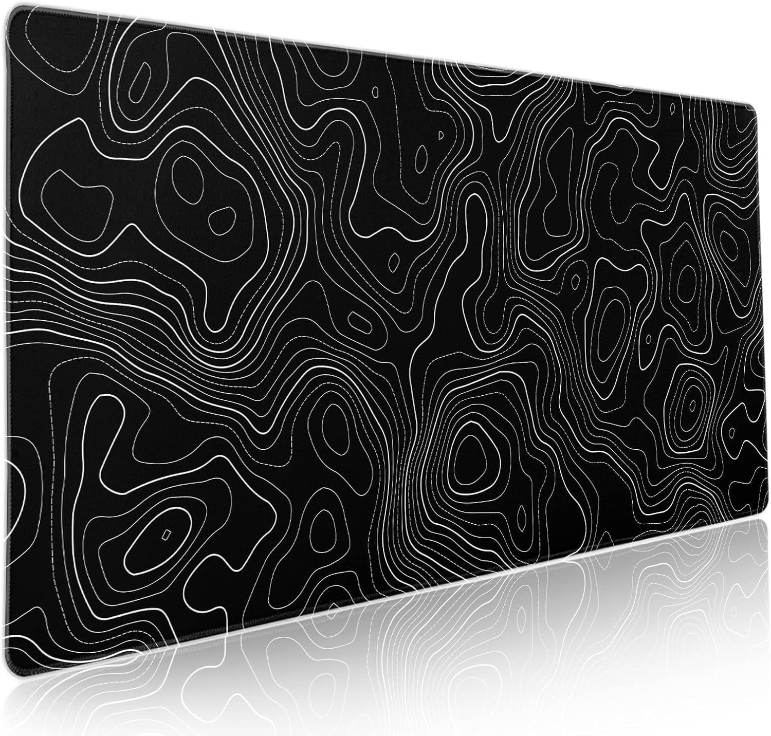 Topographic Contour Black Gaming Mouse Pad XXL Topo Geographic Map ...