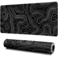 Topographic Contour Gaming Mouse Pad Black Large Mouse Pad for Keyboard ...