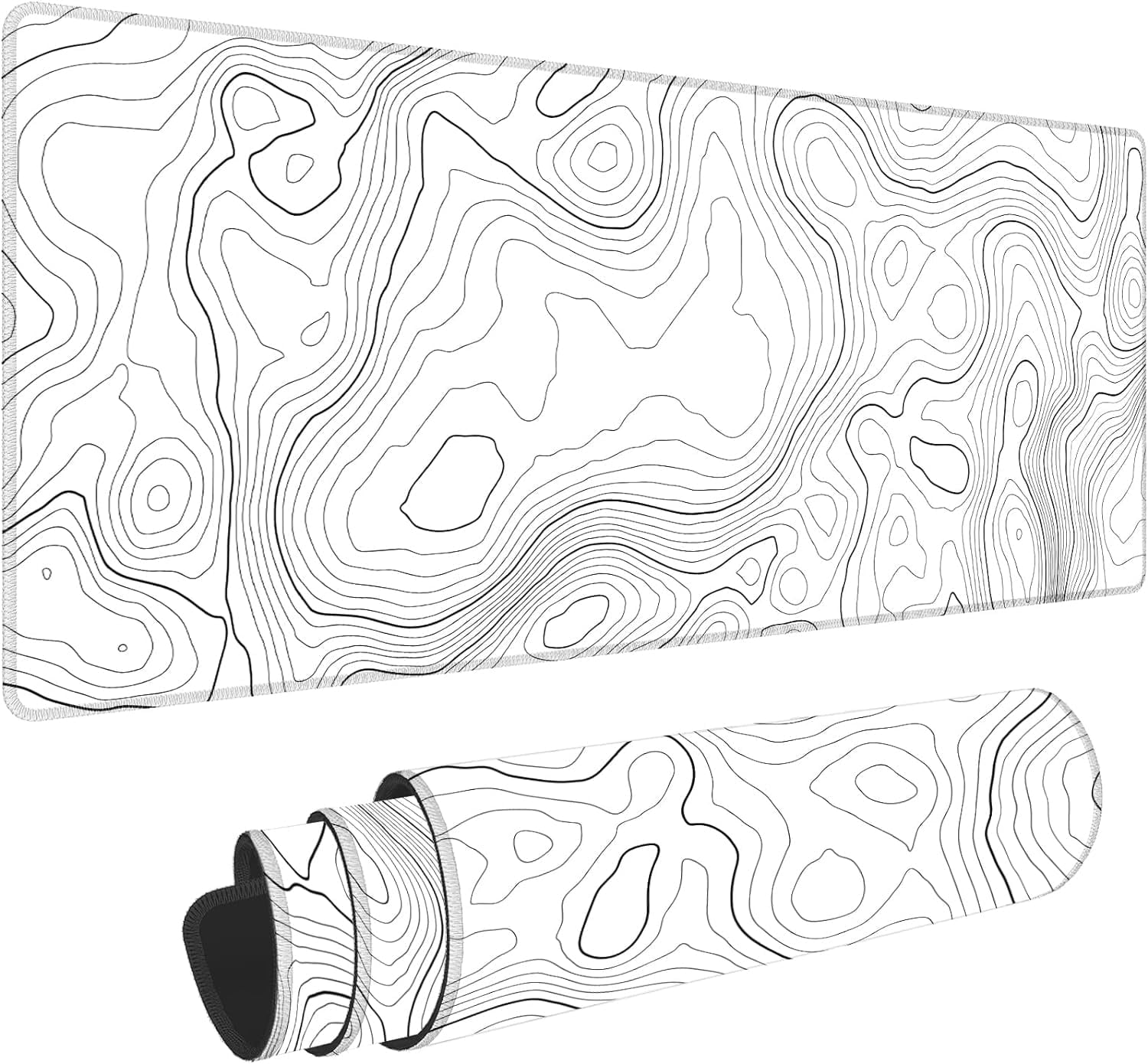 Topographic Extended White Mouse Pad Large, Desk Mat Desk Pad Large ...