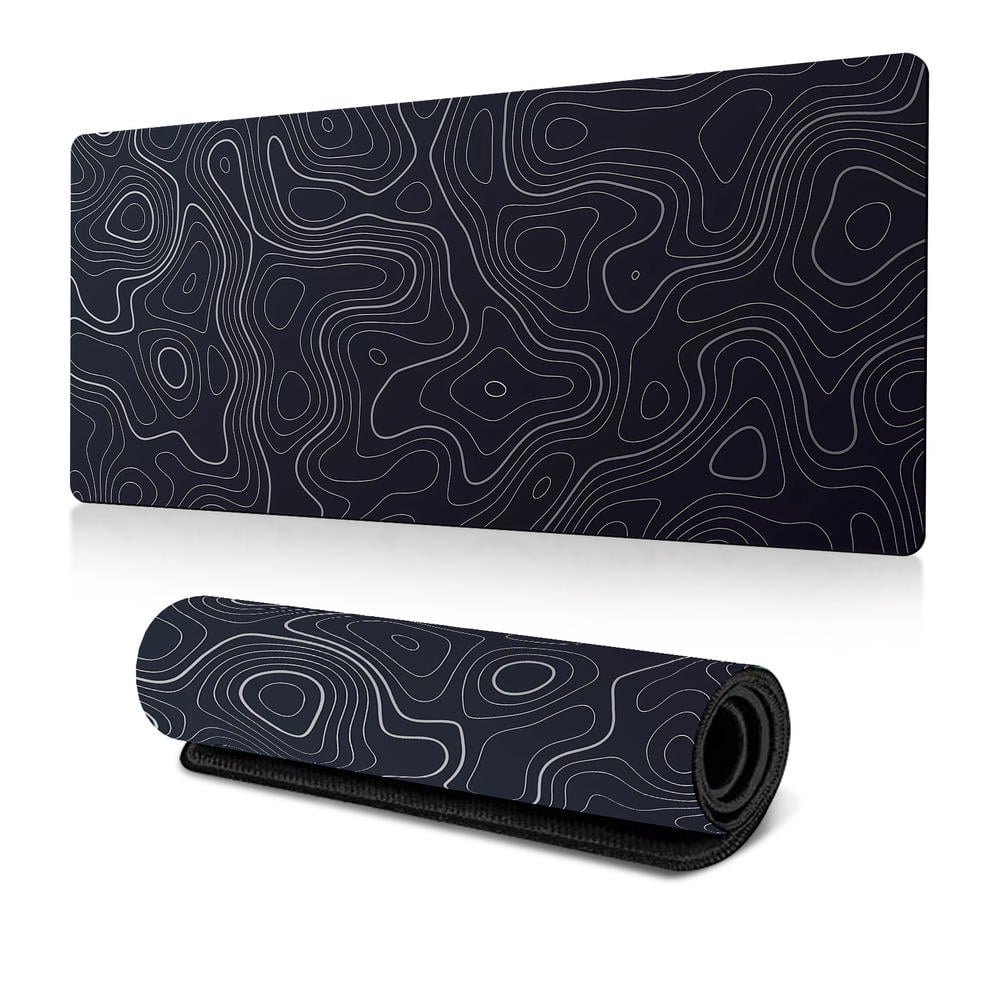 Topographic Large Gaming Mouse Pad for Desk, Desk Mat with Seamed Edges ...