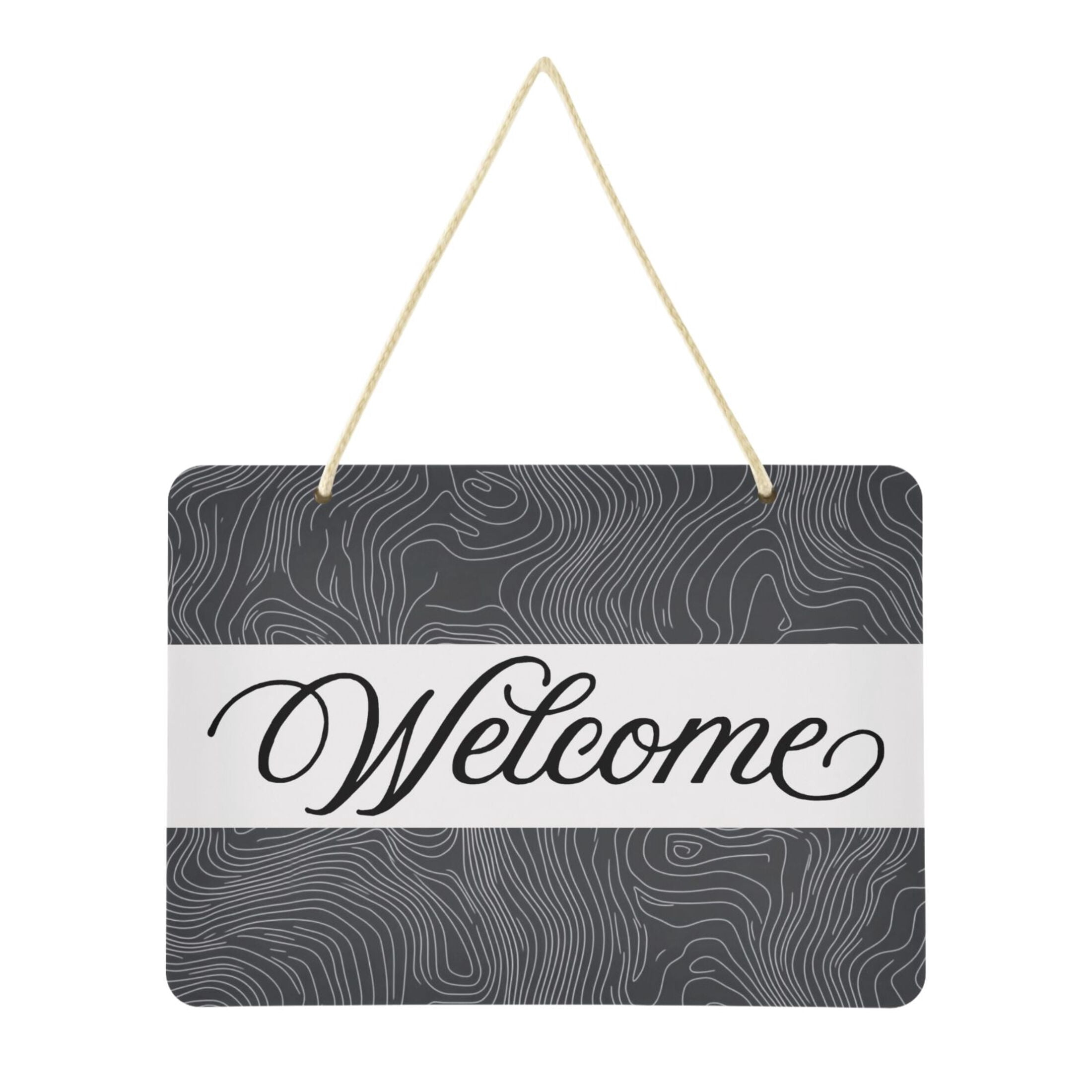 Topographic Line Welcome Sign Front Door PVC 14x10 inch Hanger Hello ...