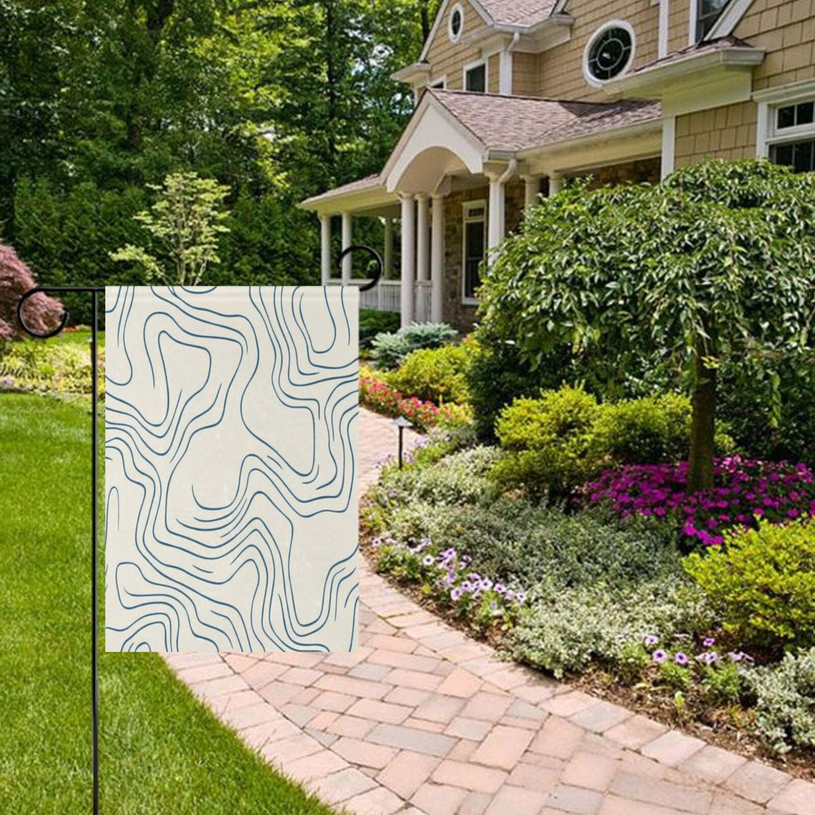 Topographic Map Blue Lines Garden Flag Double Sided 12 x 18 Inch ...