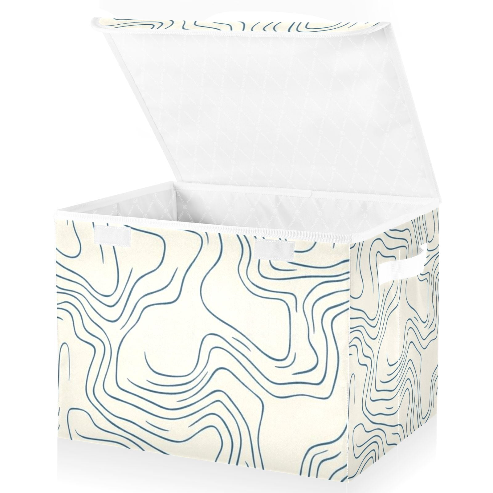 Topographic Map Blue Lines Storage Basket for Shelves Foldable ...