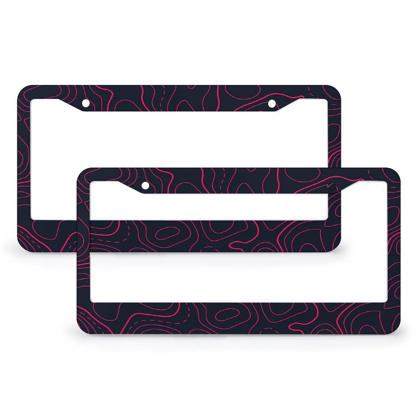 Topographic Map Design In Red Color License Plate Frame - 2 Pack Tags ...