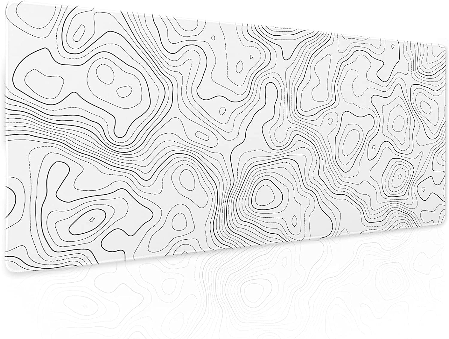 Topographic Map Large Mouse Pad XL White Lines Contour Geographic ...