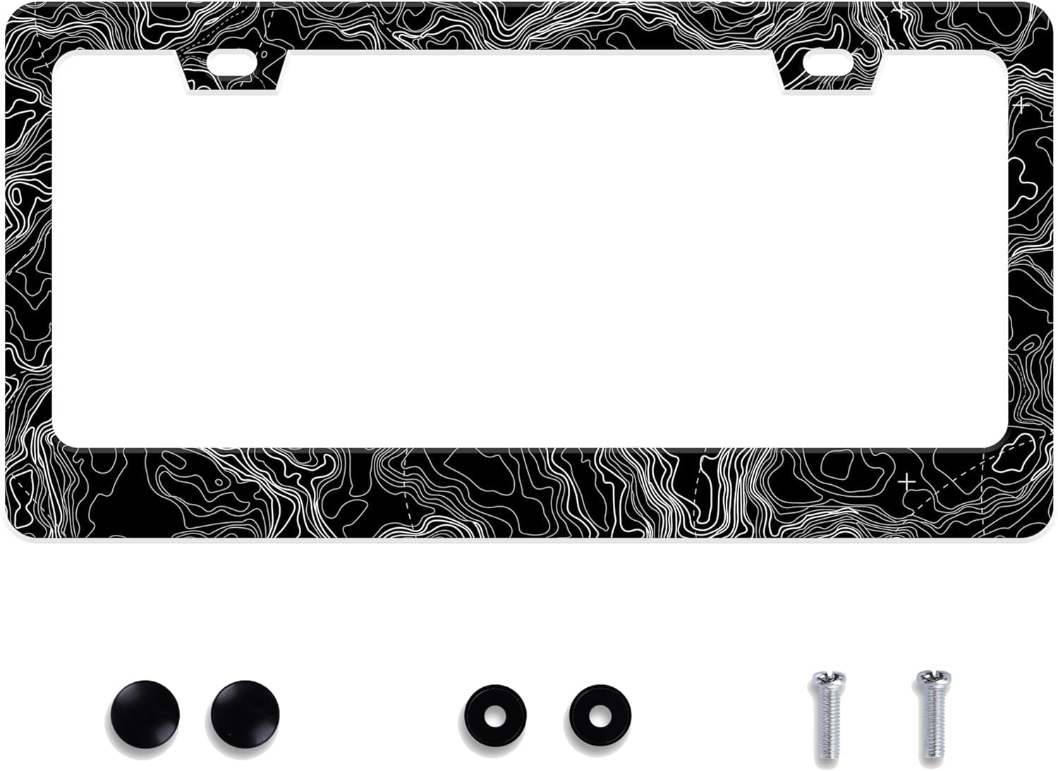 Topographic Map License Plate Frame Topography Stainless Steel License ...