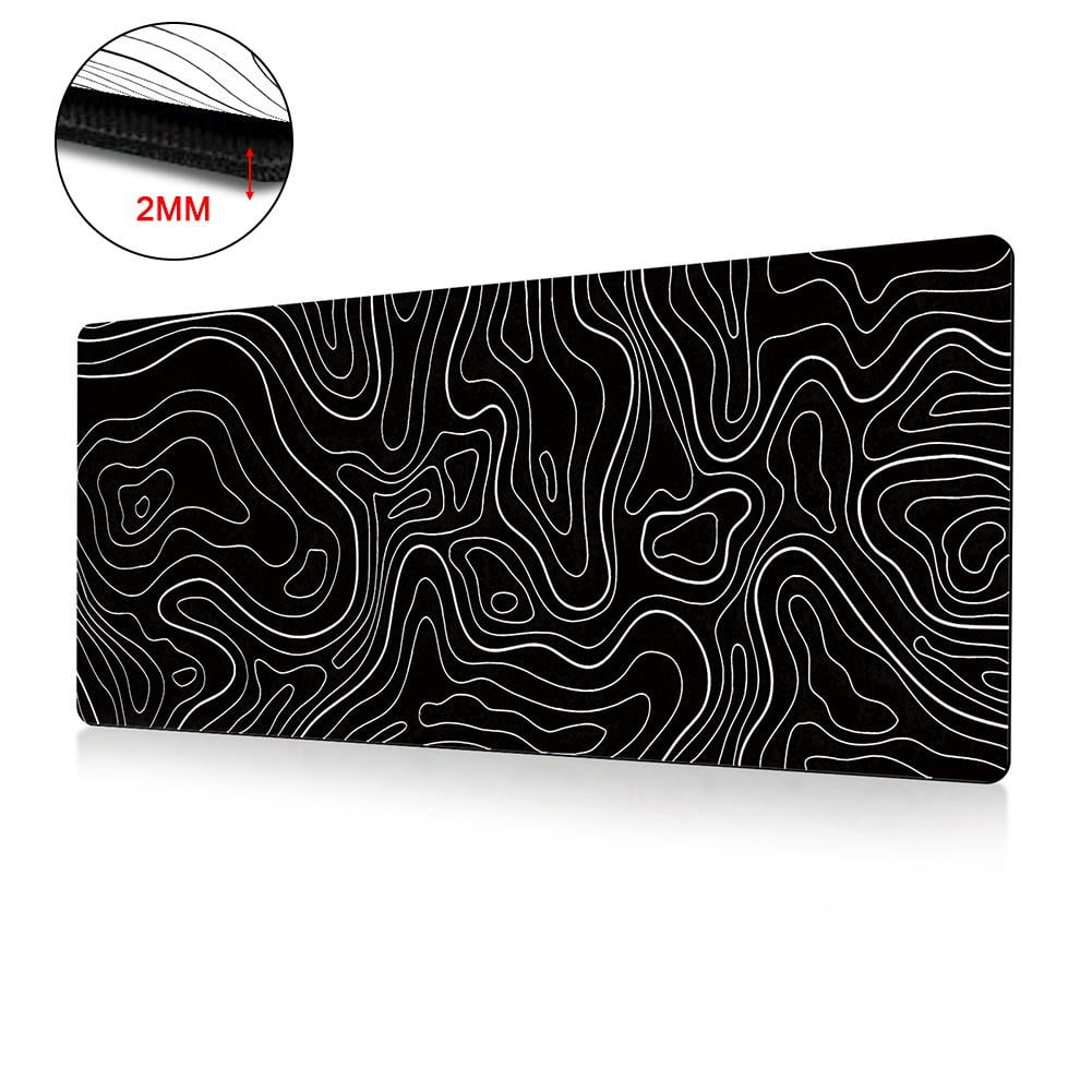 Topographic White Gaming Mouse Pad With Perfect Glide Wide, Big, Long ...