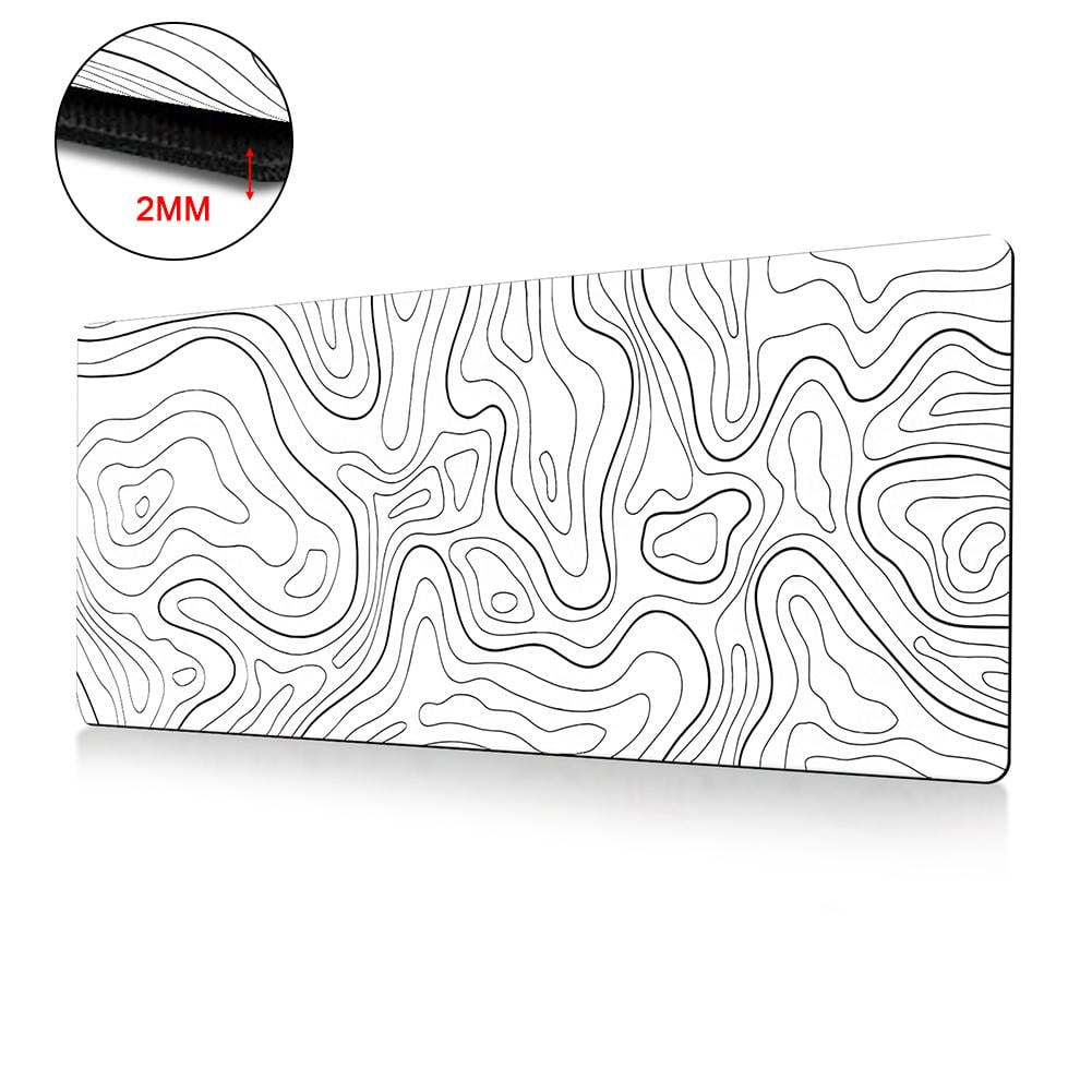 Topographic White Gaming Mouse Pad With Perfect Glide Wide, Big, Long ...