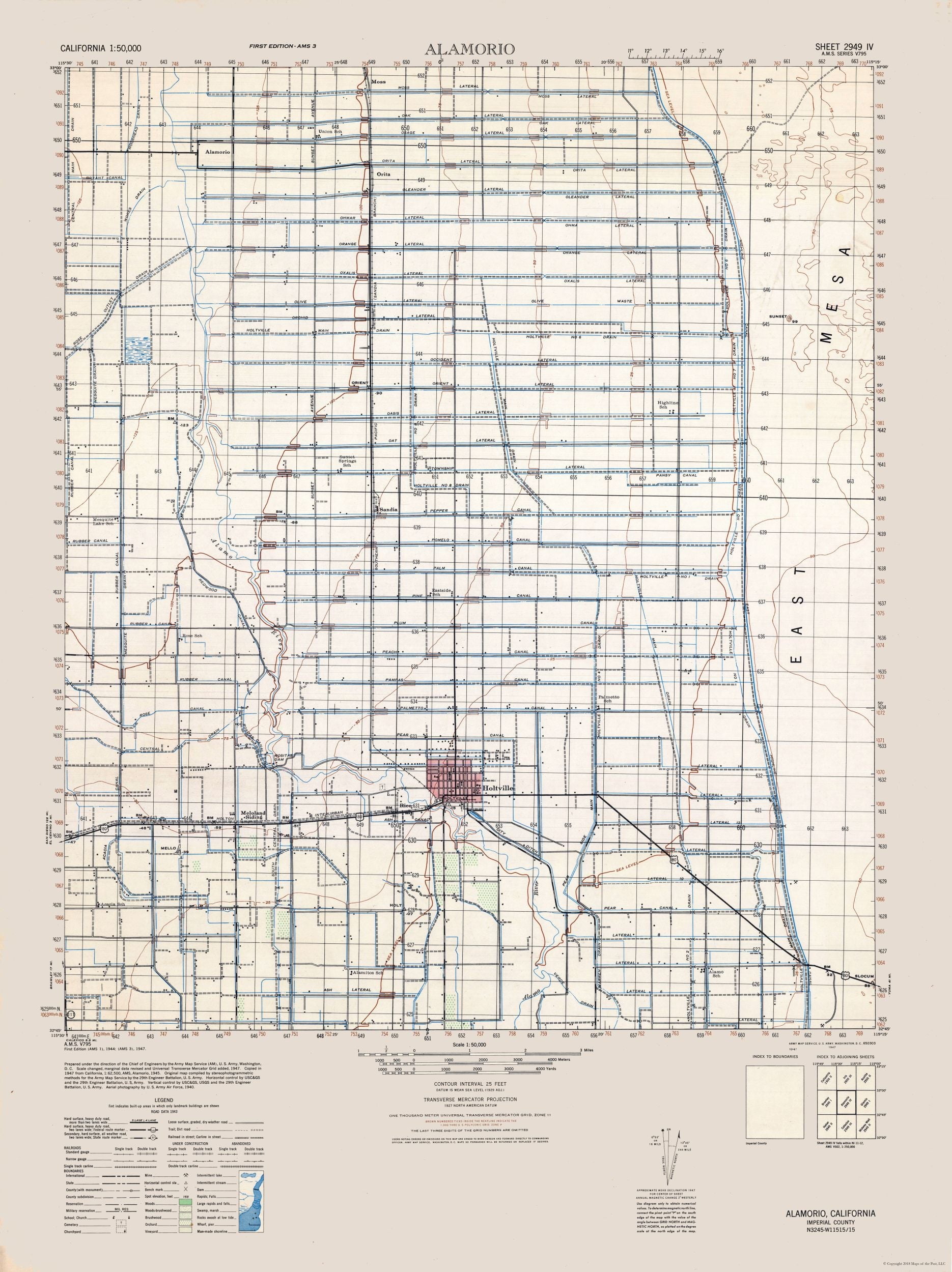Topographical Map - Alamorio Sheet - US Army 1944 - 23 x 30.75 ...