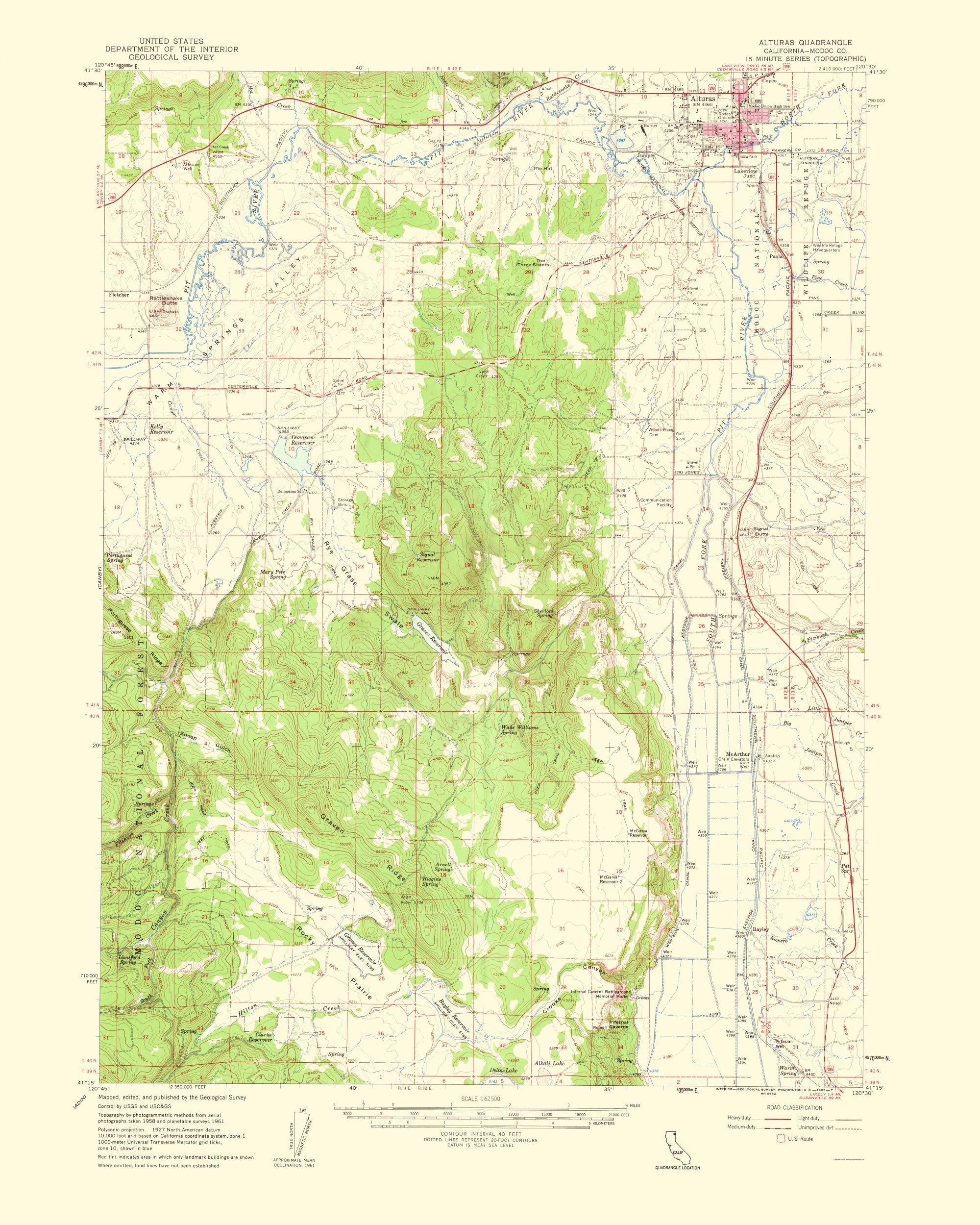 Topographical Map - Alturas California Quad - USGS 1963 - 23 x 28.74 ...
