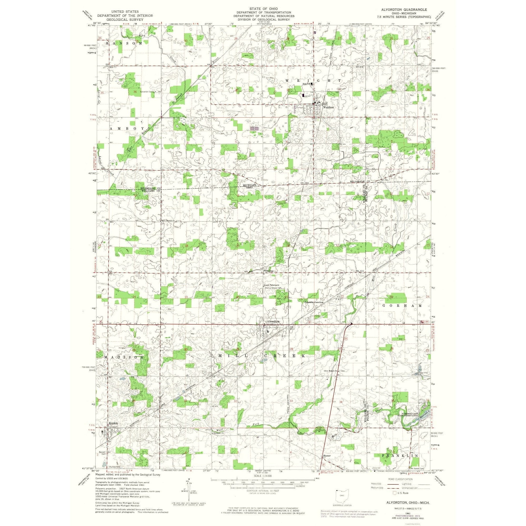 Topographical Map - Alvordton Ohio Quad - USGS 1961 - 23 x 31.36 ...