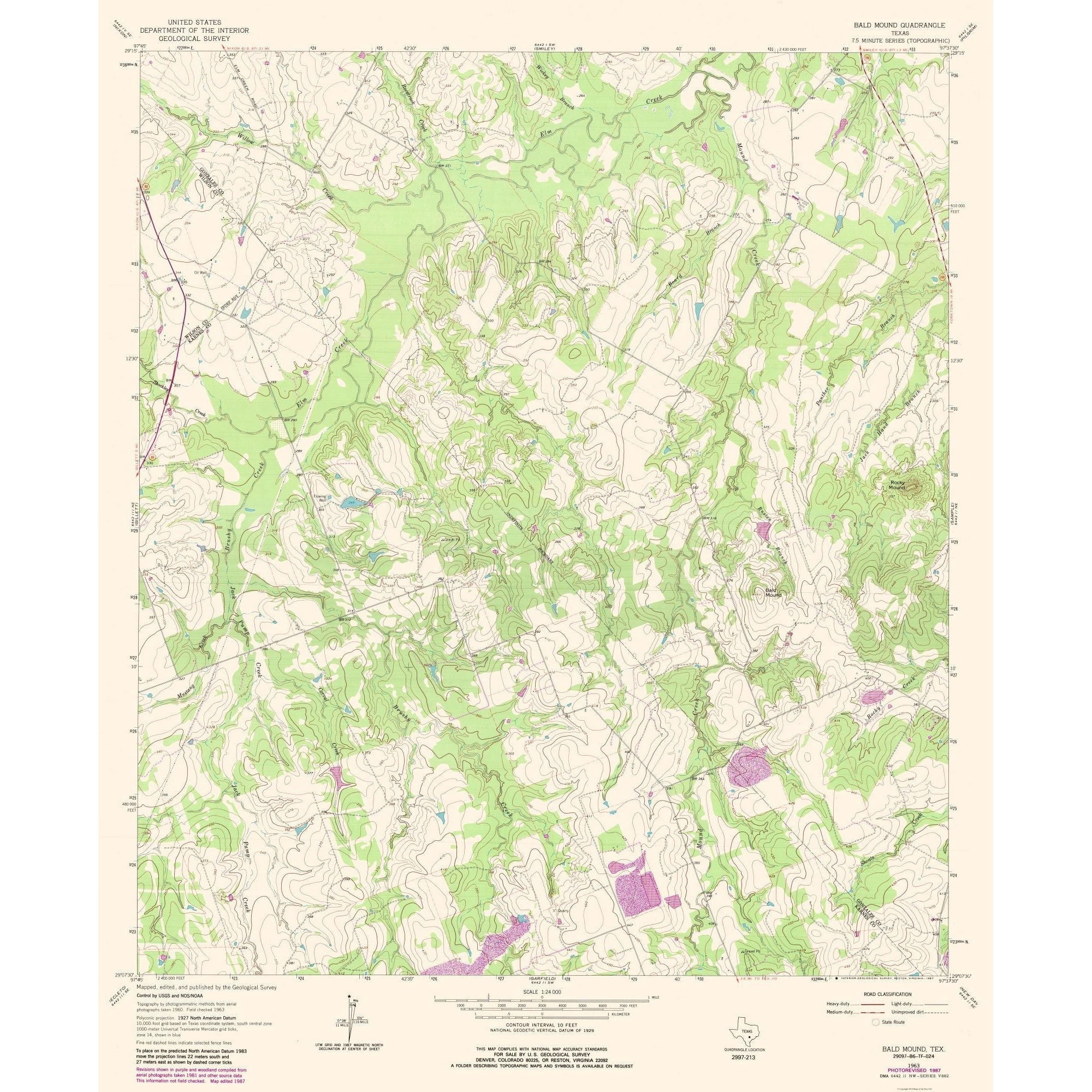 Topographical Map - Bald Mound Texas Quad - USGS 1963 - 23 x 28.06 ...